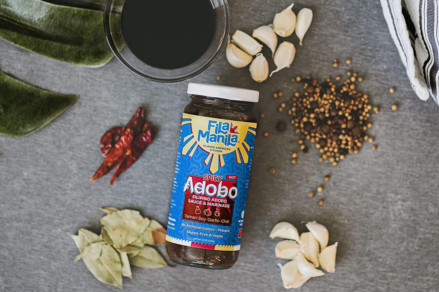 Fila Manila Spicy Filipino Adobo Tamari Soy Sauce 12oz - Vegan, Gluten ...