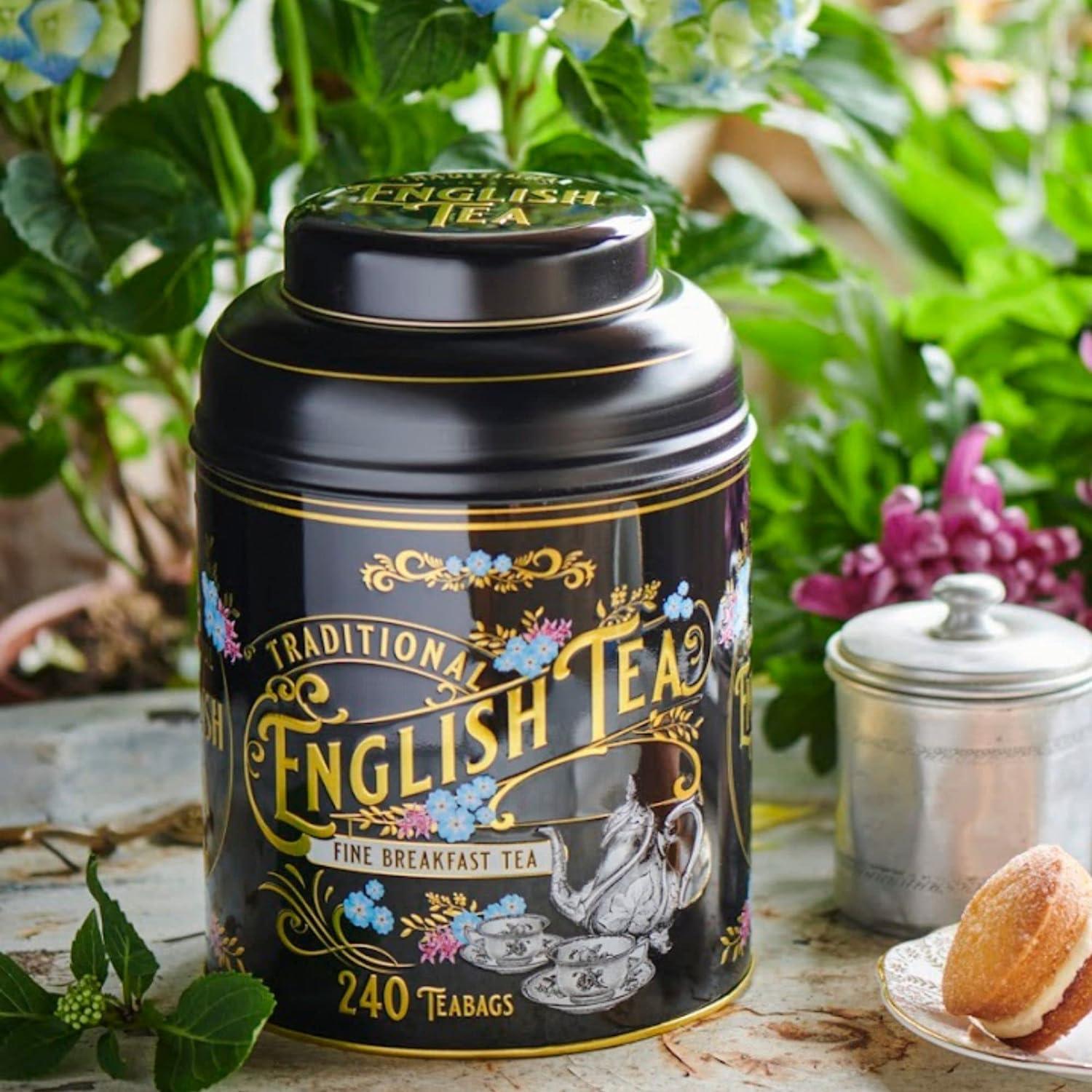 New English Teas Vintage Victorian Tea Tin in Black with 240 English ...