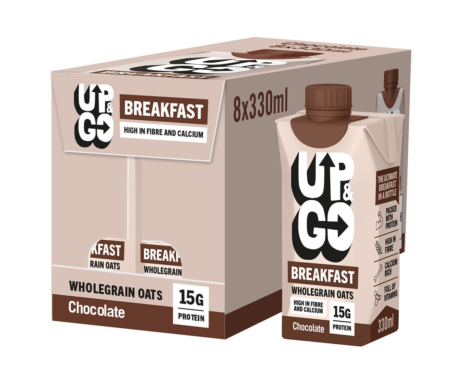 UP & GO Chocolate Breakfast Drink - High Protein, Calcium & Fibre - 8 ...