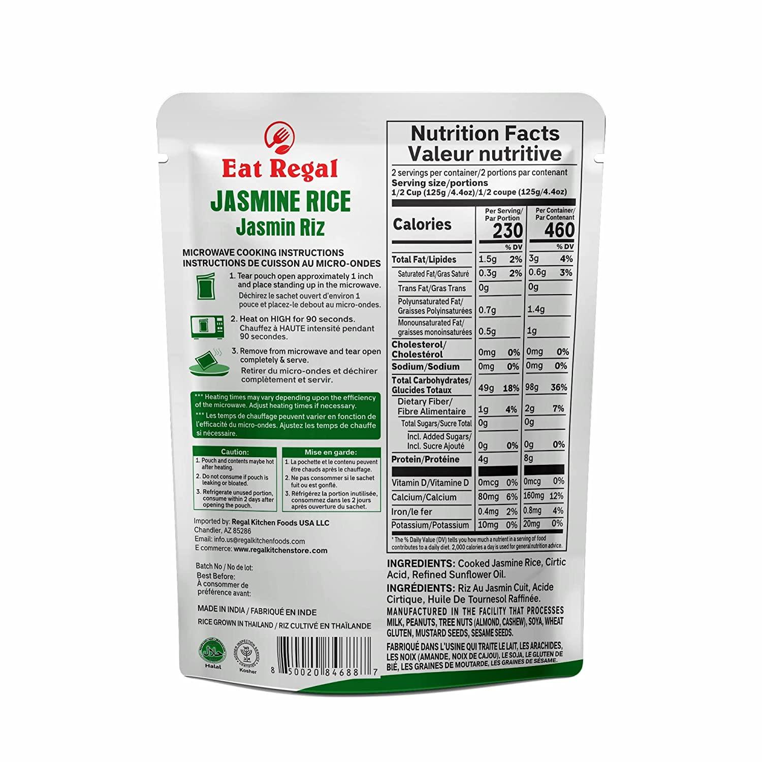 Regal Thai Jasmine Rice Hood & Tray - Ready to Eat in 90 Seconds ...