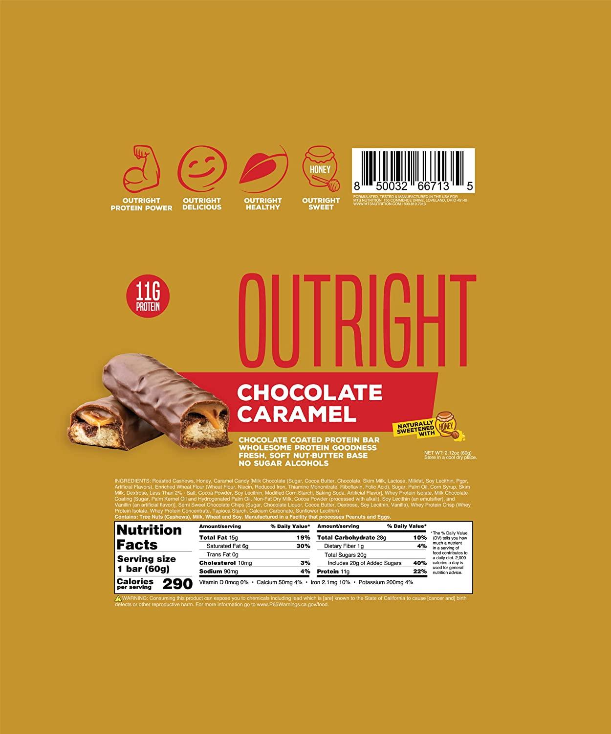 Outright Bar Chocolate Caramel | 12 Pack High-Protein, All-Natural ...