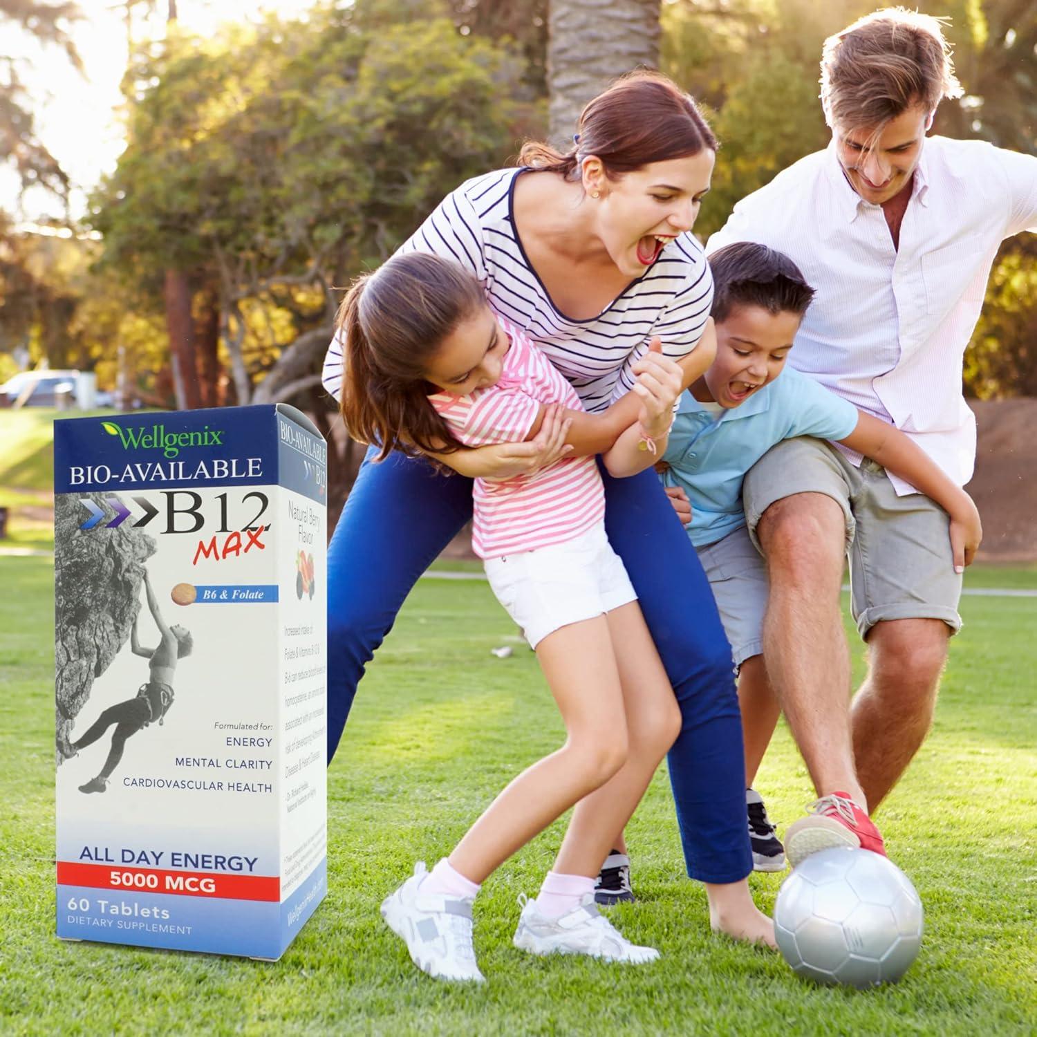 Wellgenix Bio-Available Sublingual B12 B6 Folic Acid Vitamin Supplement ...