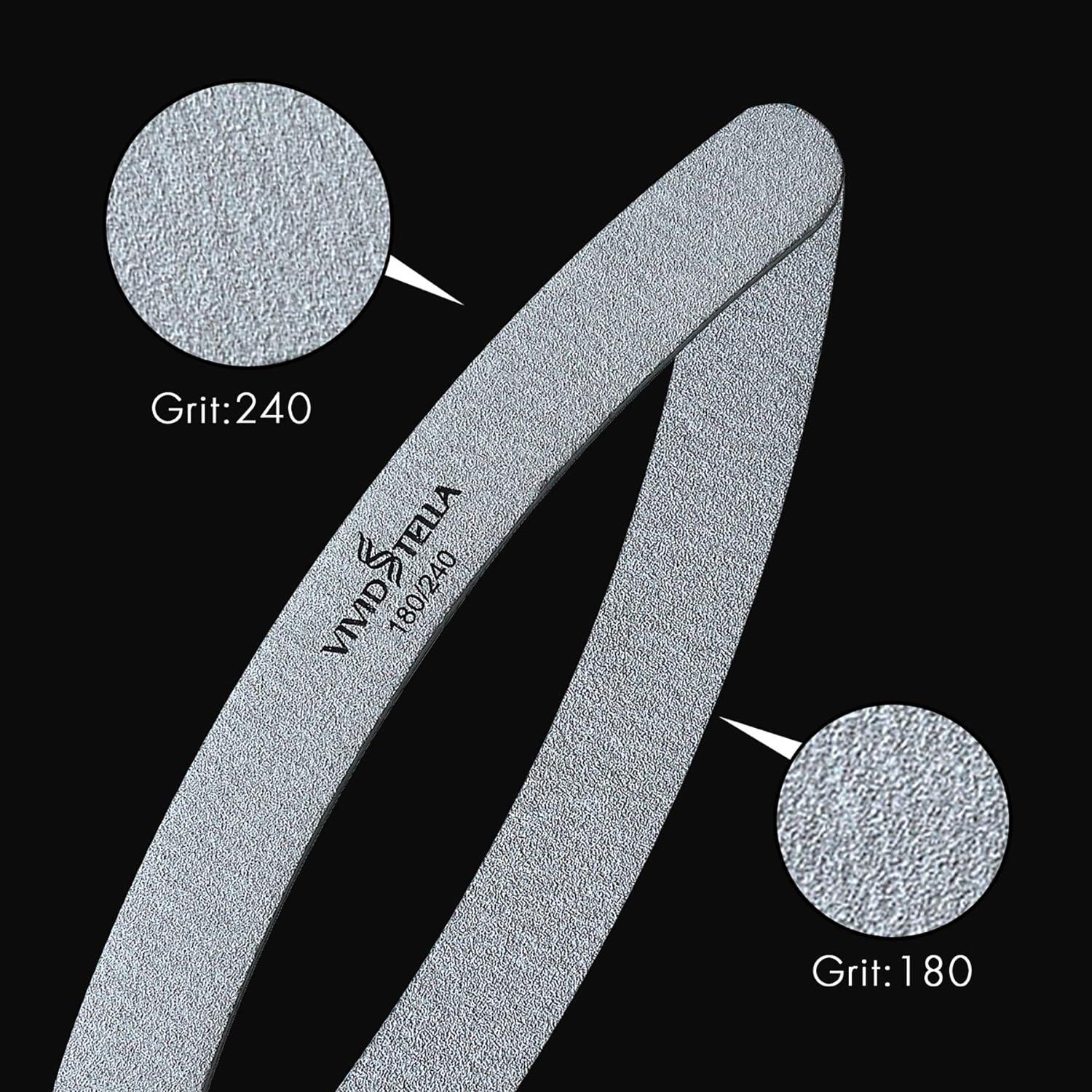 Washable Double Sided Gray Curved Fingernail Files 10 Pack | 180 240 ...