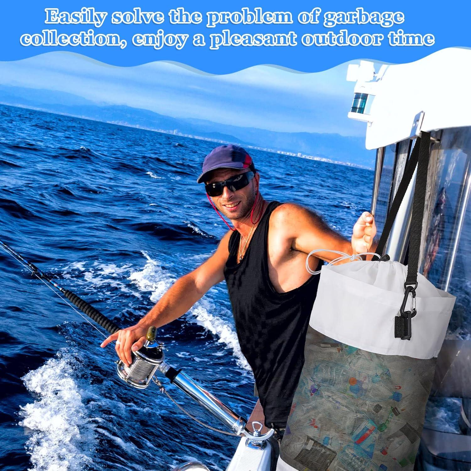 Gersoniel 2 Packs Portable Boat Trash Bags Medium Hoop Mesh Trash Bags ...