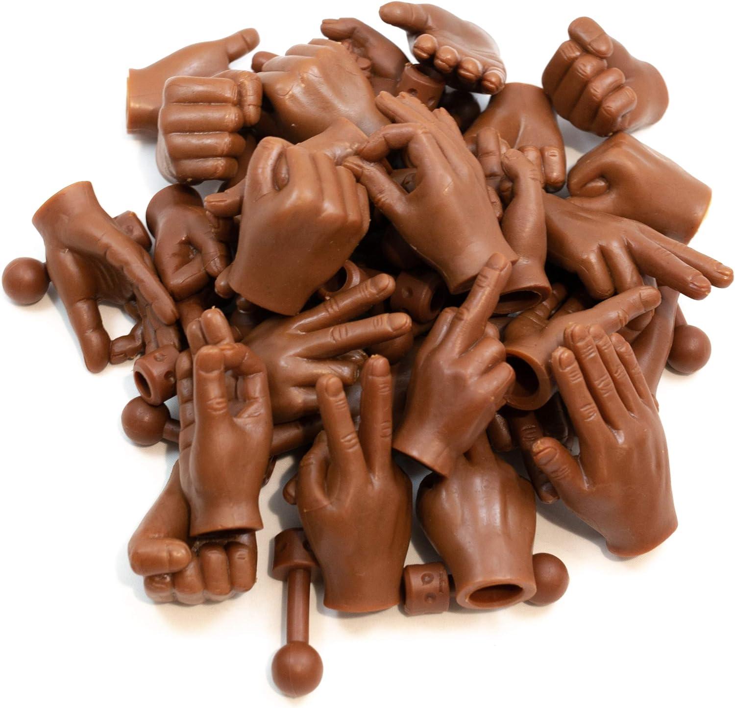 Dark Skin Tiny Finger Hands 2 Pack - Miniature Rubber Hand Puppets for ...