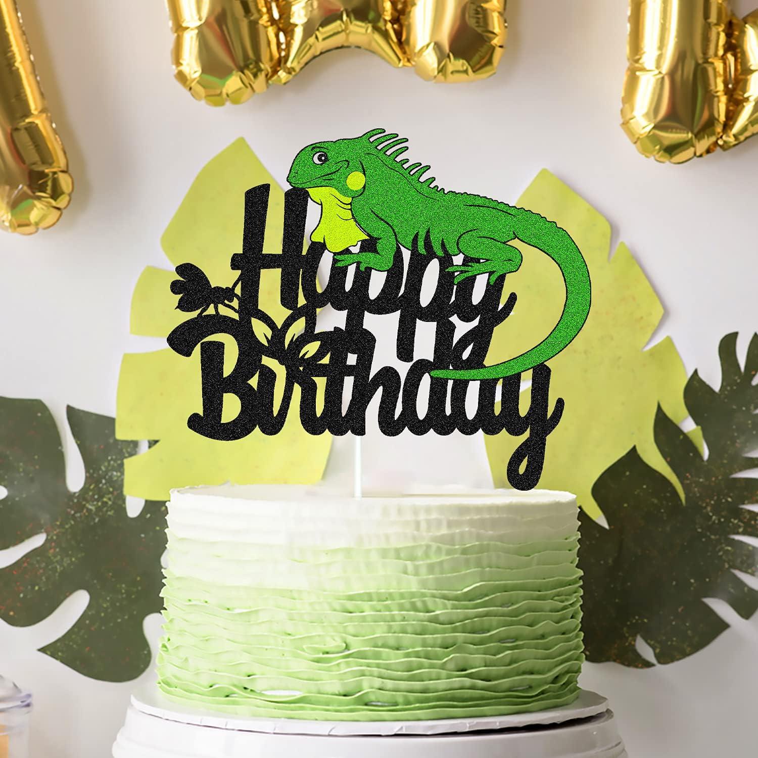 Lizard Cake Topper Lizard Animal Silhouette Happy Birthday Cake ...