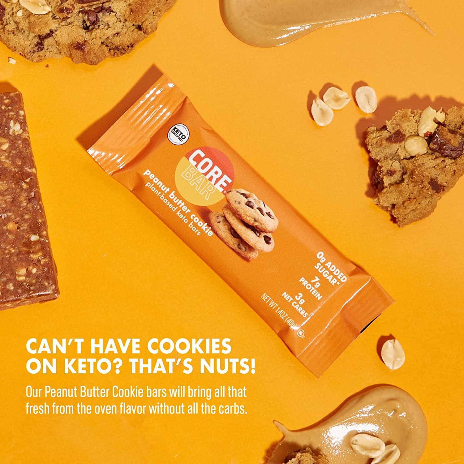 CORE Plant-Based Protein Keto Bars - Peanut Butter Cookie 12 Pack | Low ...