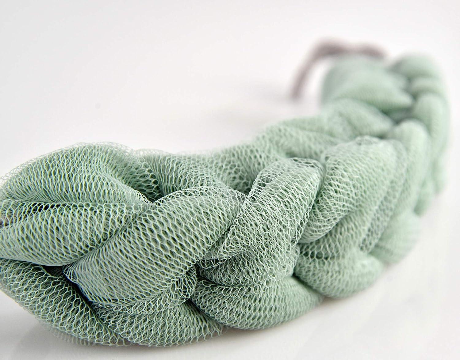 HOME-X Green Long Stretch Braided Bath Sponge Exfoliating Loofah Set ...