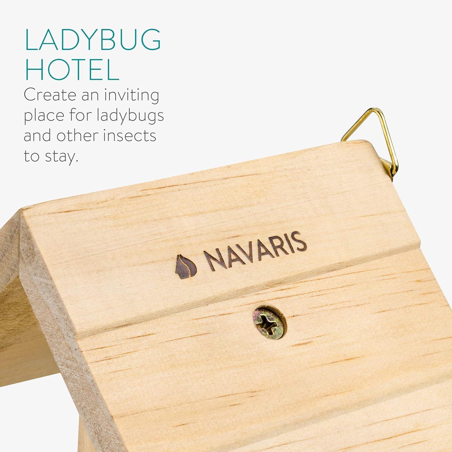 Navaris Wooden Ladybird Habitat - Hanging Ladybug House Shelter for ...