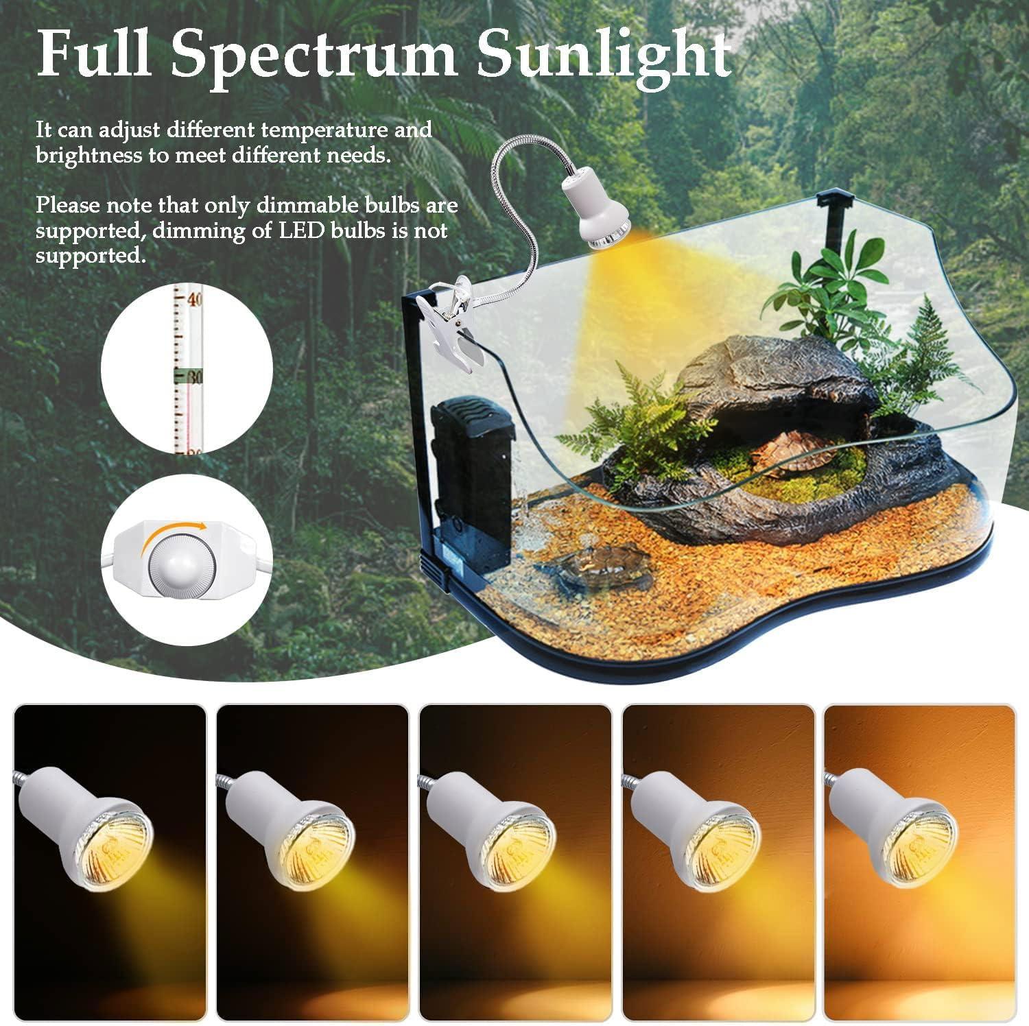 Sunshine Smile Turtle Heat Lamp - 25W & 50W Reptile Terrarium Lamp Duo ...