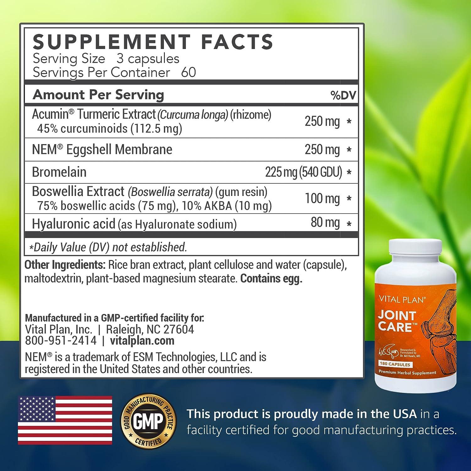 Vital Plan Joint Care Supplement | Shellfish-Free Clinical-Grade ...