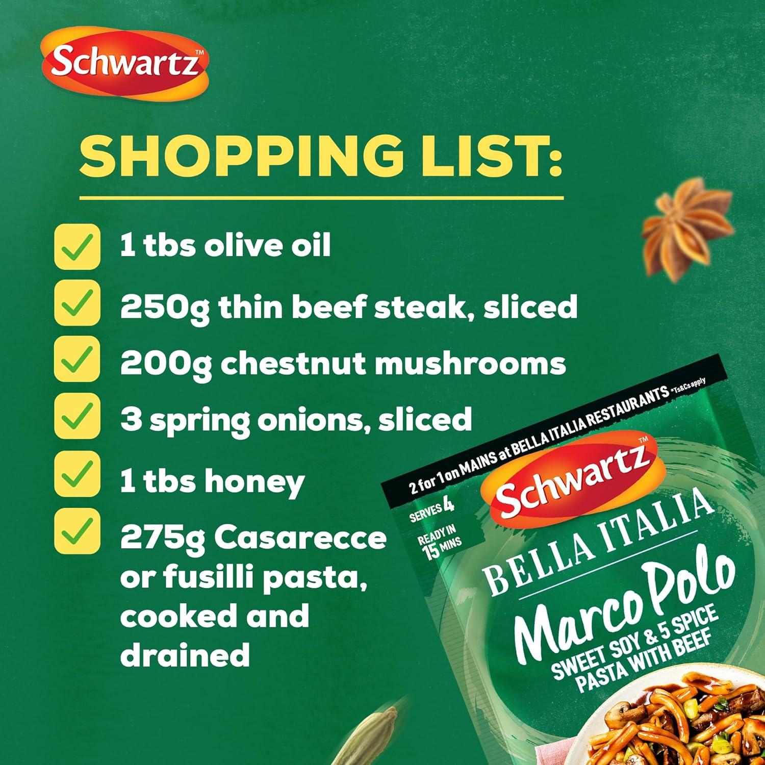 Schwartz x Bella Italia Marco Polo Sweet Soy & 5 Spice Pasta with Beef ...