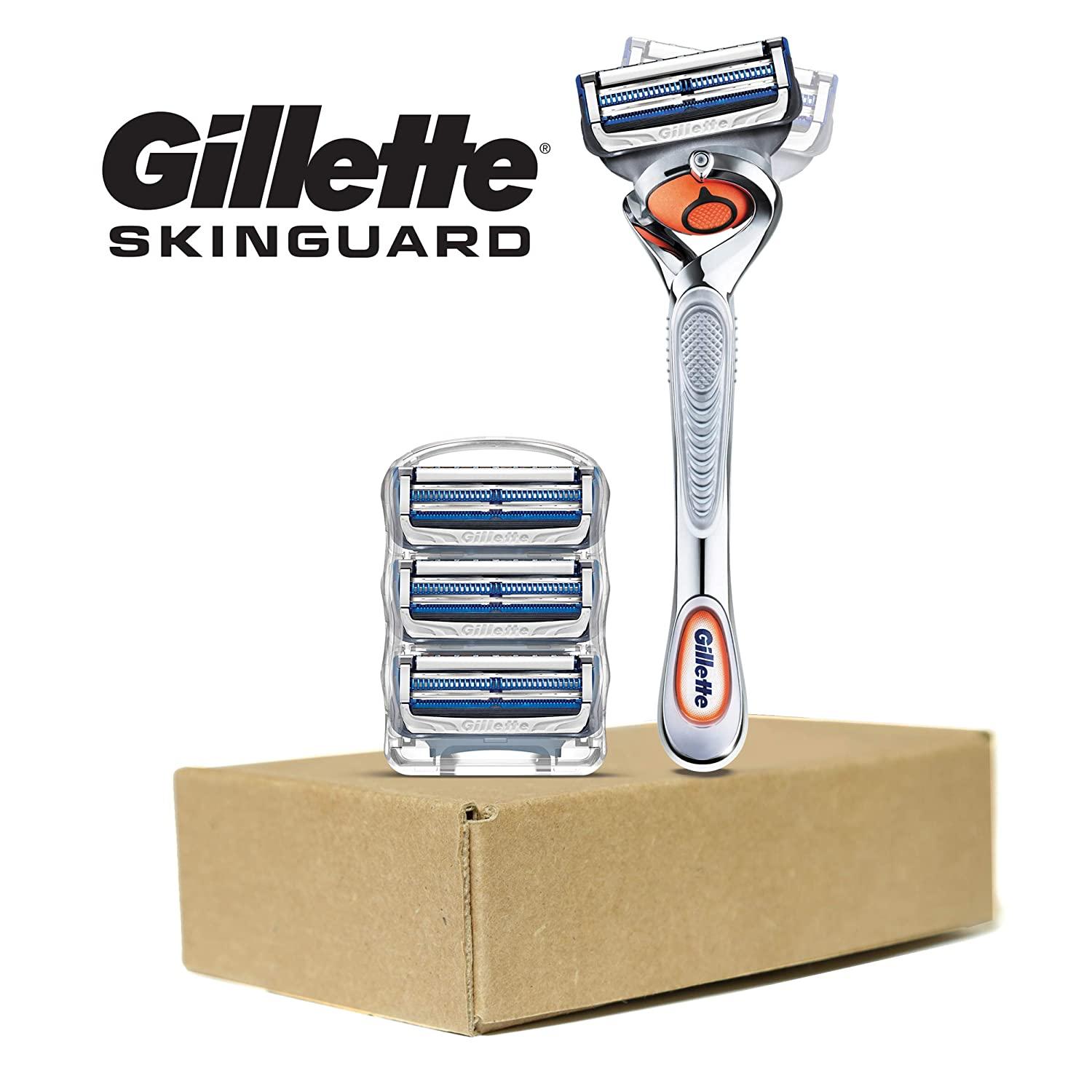Gillette SkinGuard Men's Razor Flex Handle with 4 Blade Refills | Buy ...
