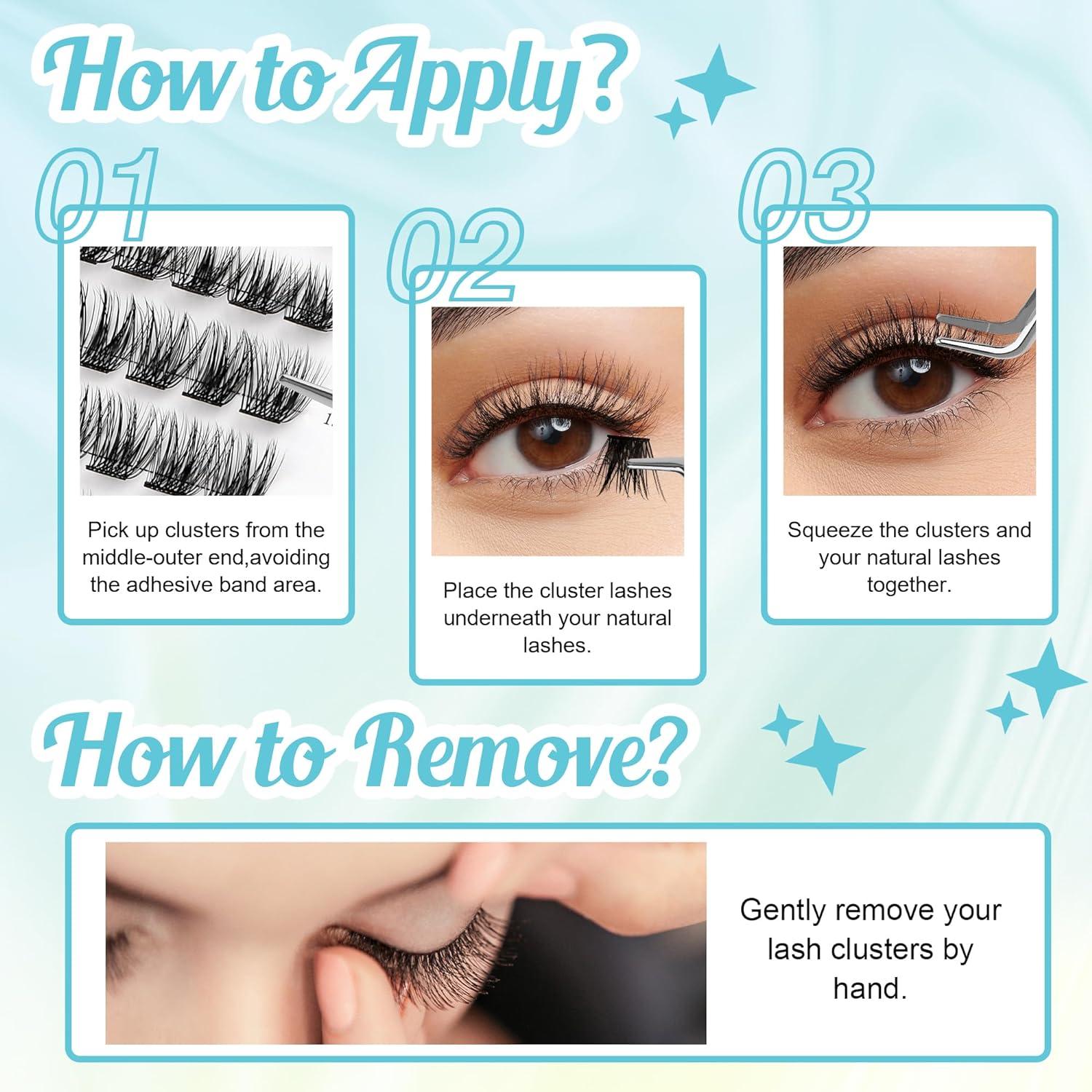 72PCS Self-Adhesive Cluster Lash Extension Kit by GEMERRY - Reusable ...
