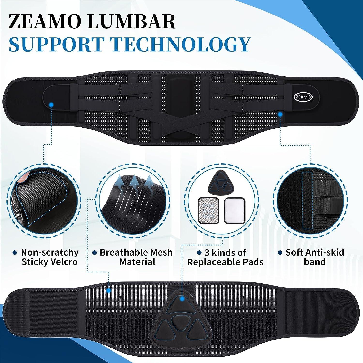 Adjustable Lumbar Support Brace for Lower Back Pain Relief - XXL Black ...
