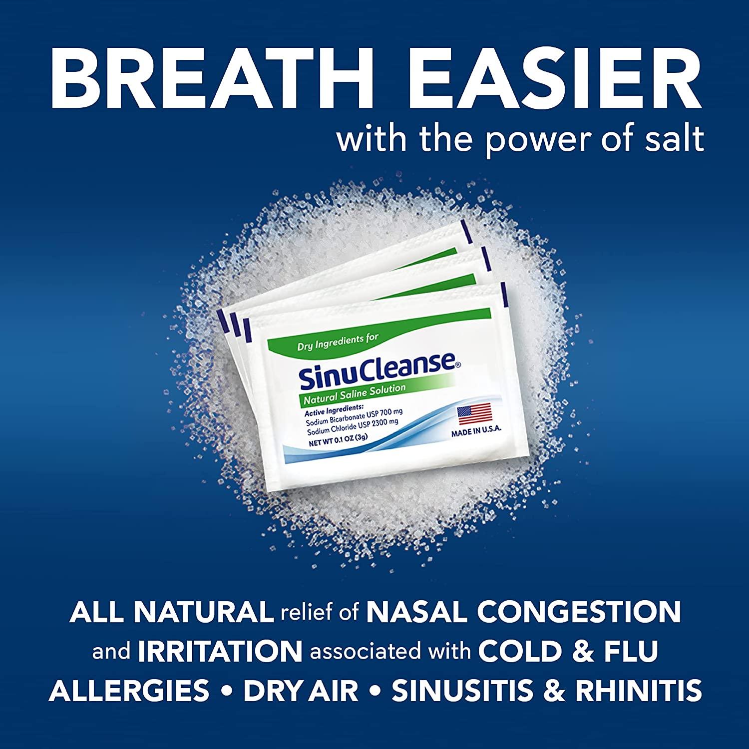 SinuCleanse Pre-Mixed Saline Packets for Nasal Wash - 100 Count ...
