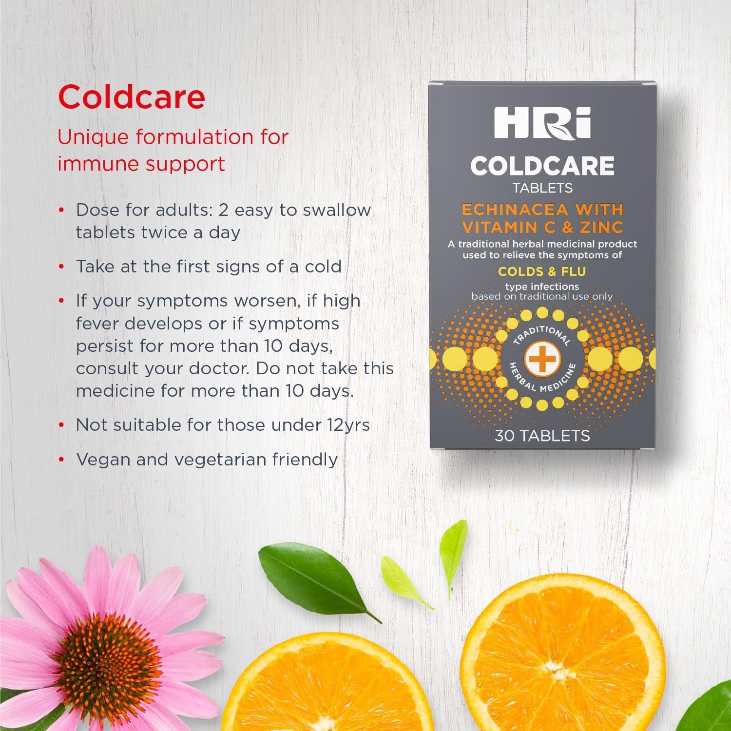 HRI ColdCare Immunity 30 Tablets - Echinacea Plus Vitamin C and Zinc to ...