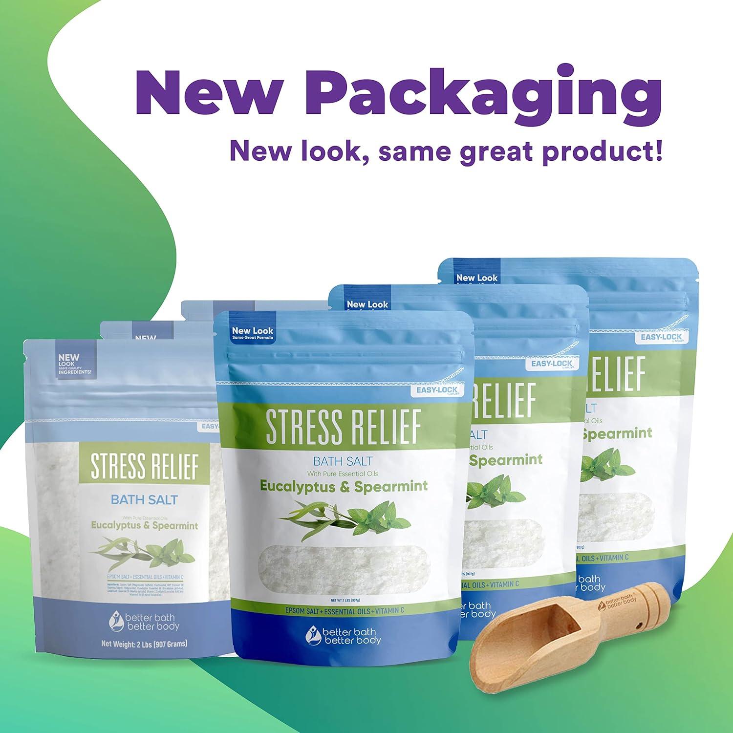Stress Relief Bath Salt 3-Pack with Eucalyptus & Spearmint Oils - 6lbs ...