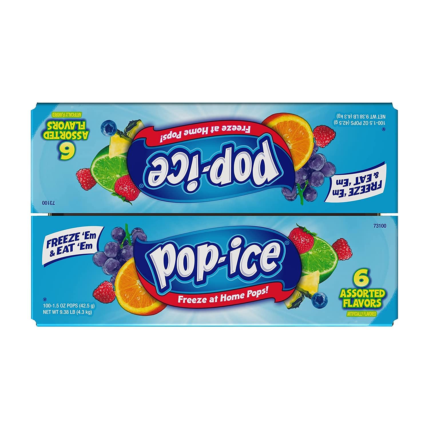 Pop Ice Assorted Flavors,1.5 Ounce (Pack of 100),73100