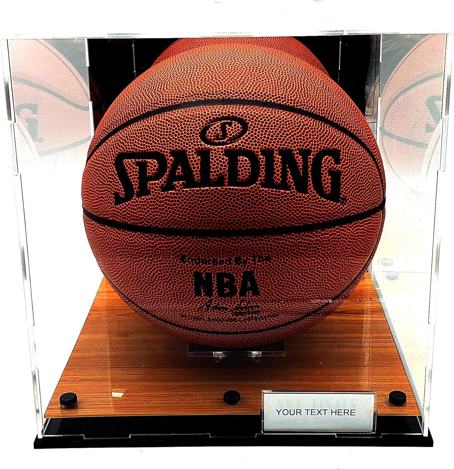 Full Size Basketball Square Shape Soccer Ball Acrylic Display Case Wood ...