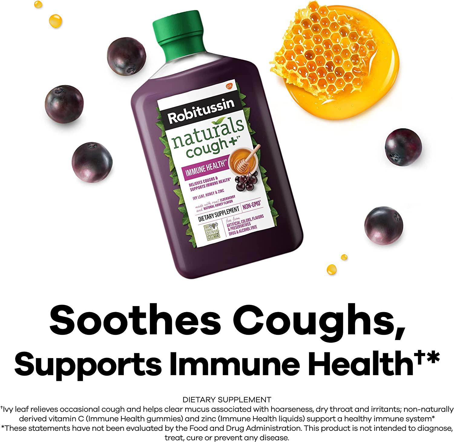 Robitussin Naturals Cough Relief Plus Immune Health Supplement - Honey ...