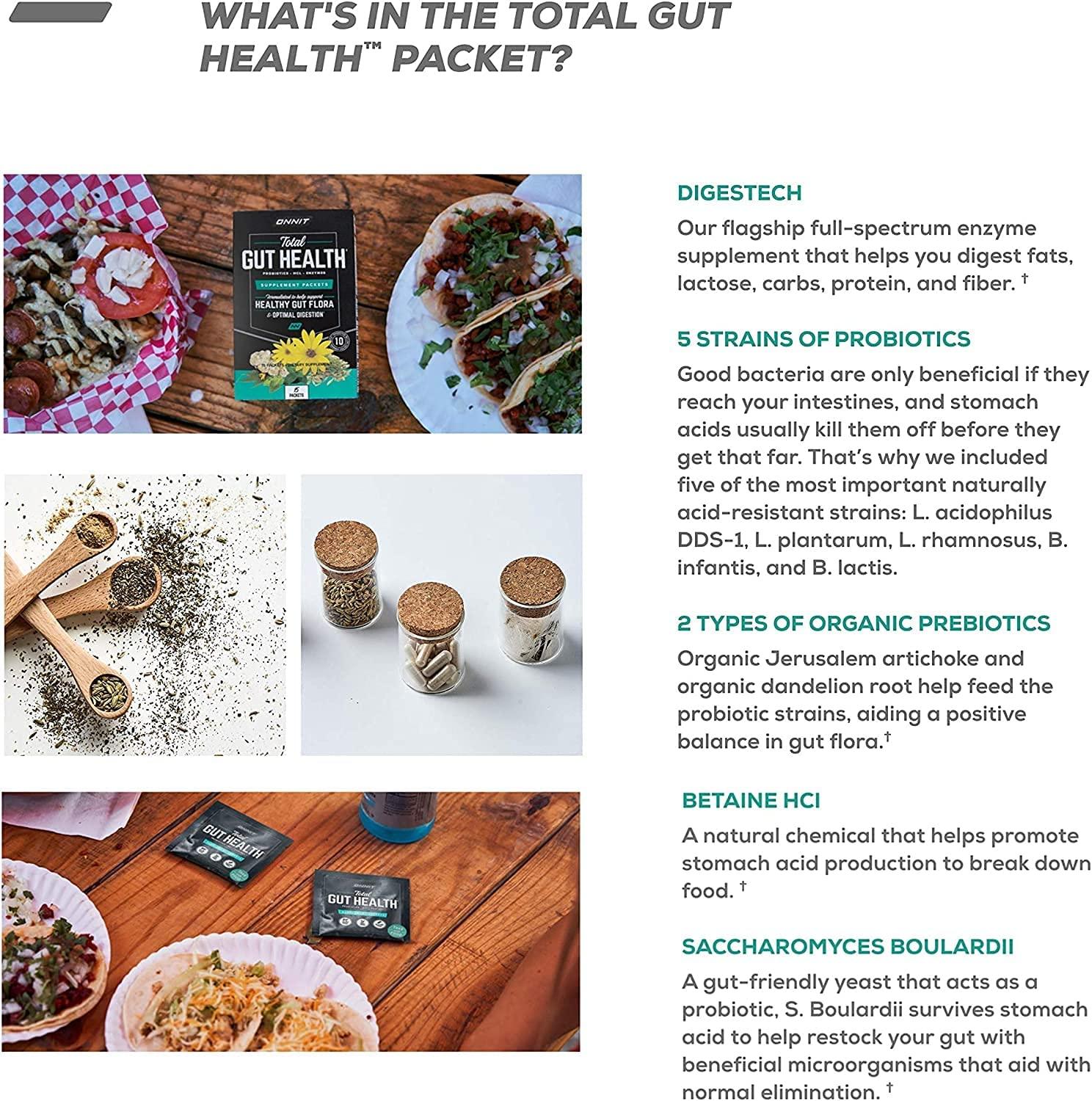Onnit Total Gut Health Supplement Packets - 15 Count for Digestive ...