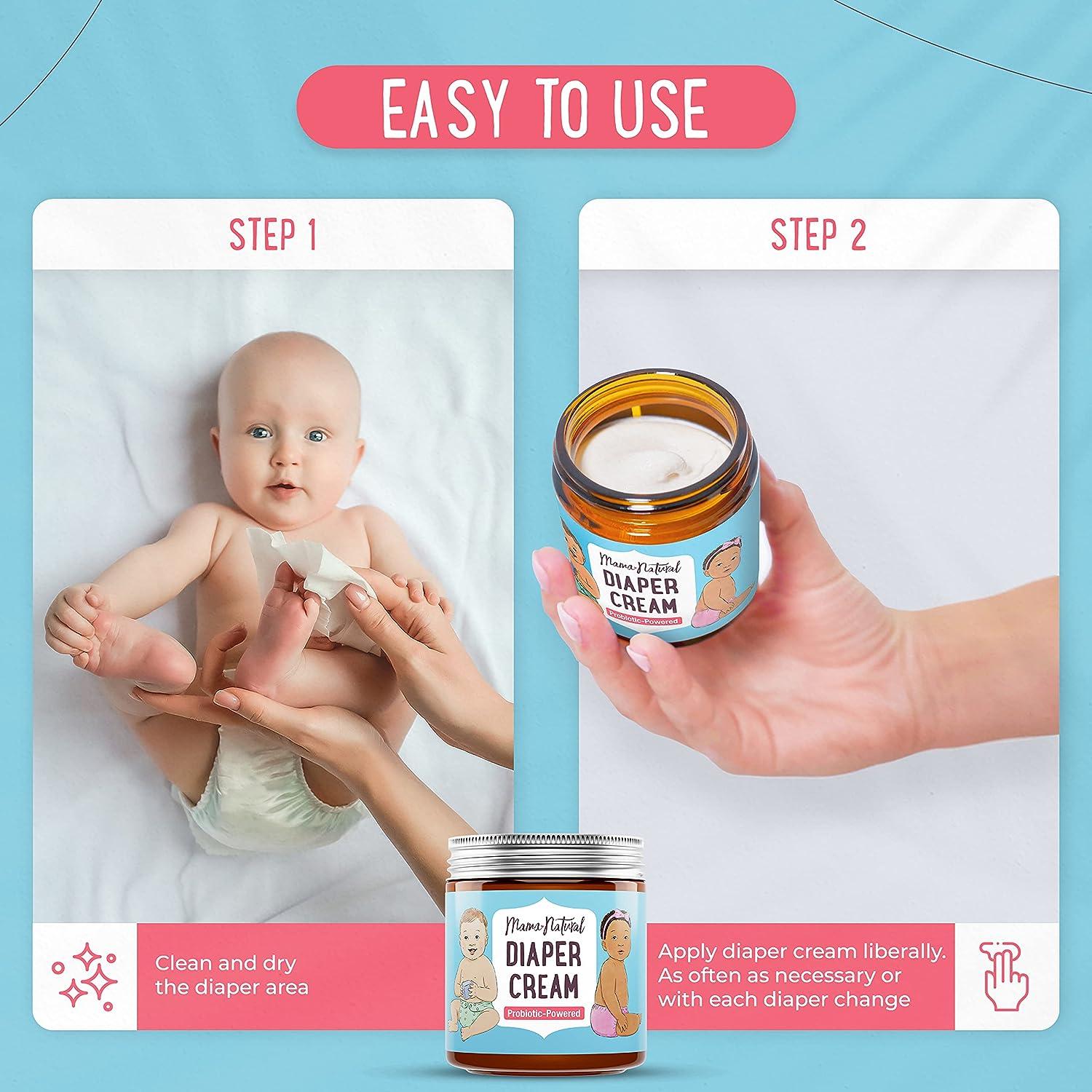 Organic Mama Natural Diaper Rash Cream (4 oz) - Probiotic Powered with ...