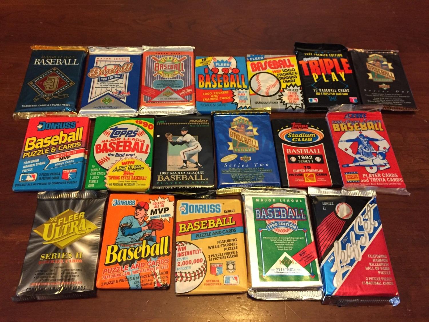 Buy 50 Unopened Vintage Baseball Card Packs (1986-1994) - Find Rookie ...