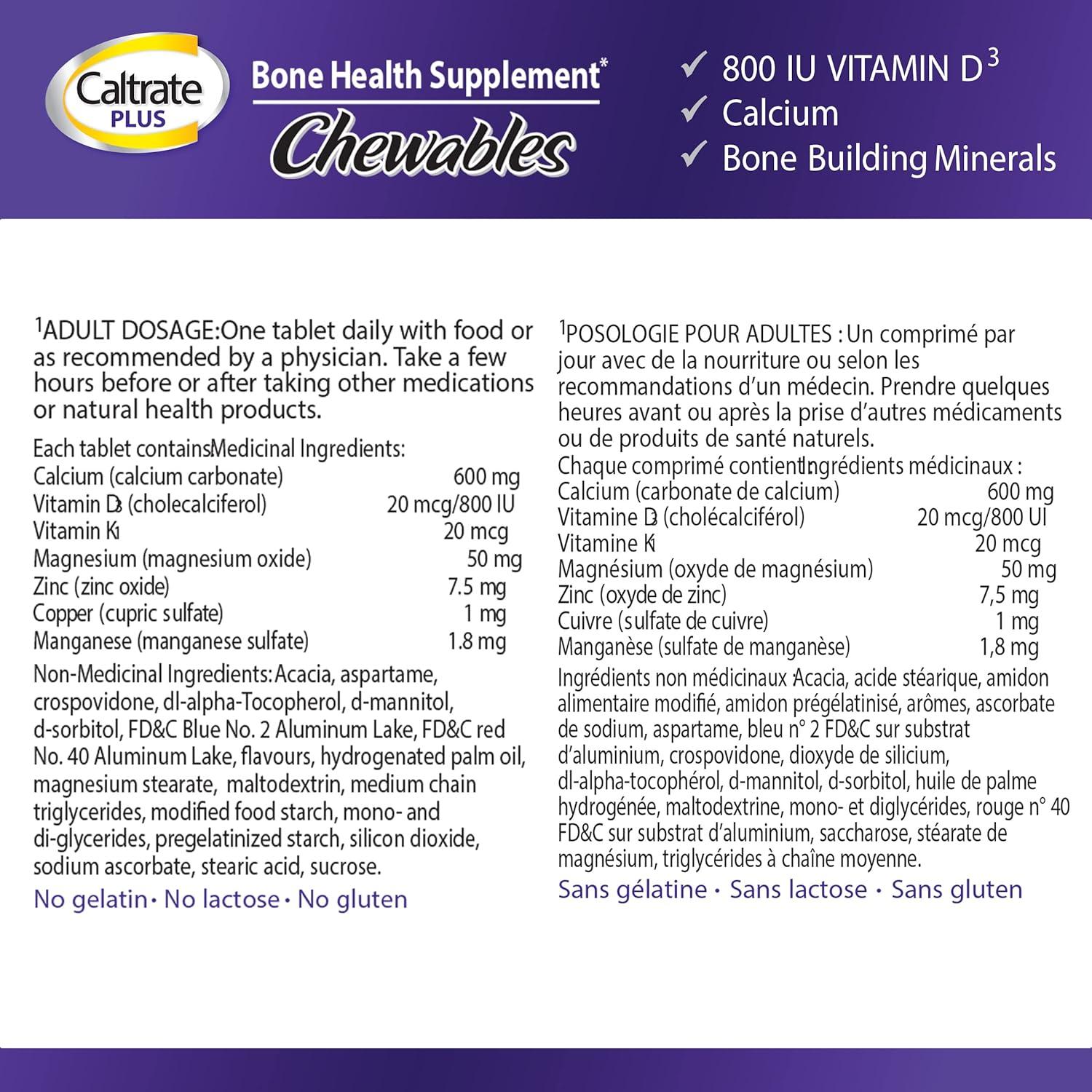 Caltrate with Vitamin D Soft Chews (60 Count Chocolate Flavour) Calcium ...