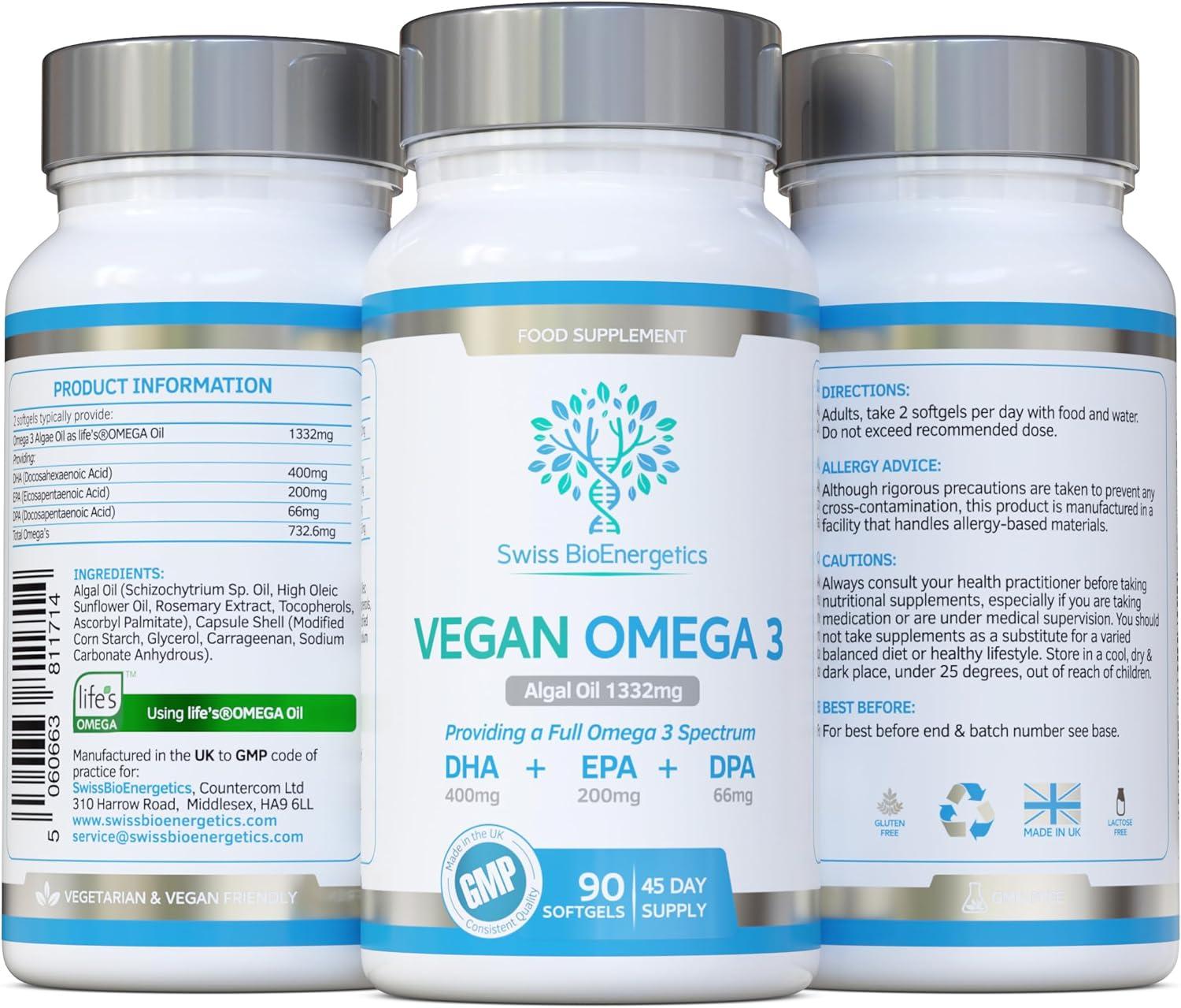 Vegan Omega 3 Softgels - Full Spectrum DHA EPA & DPA - 90 Algal Oil ...