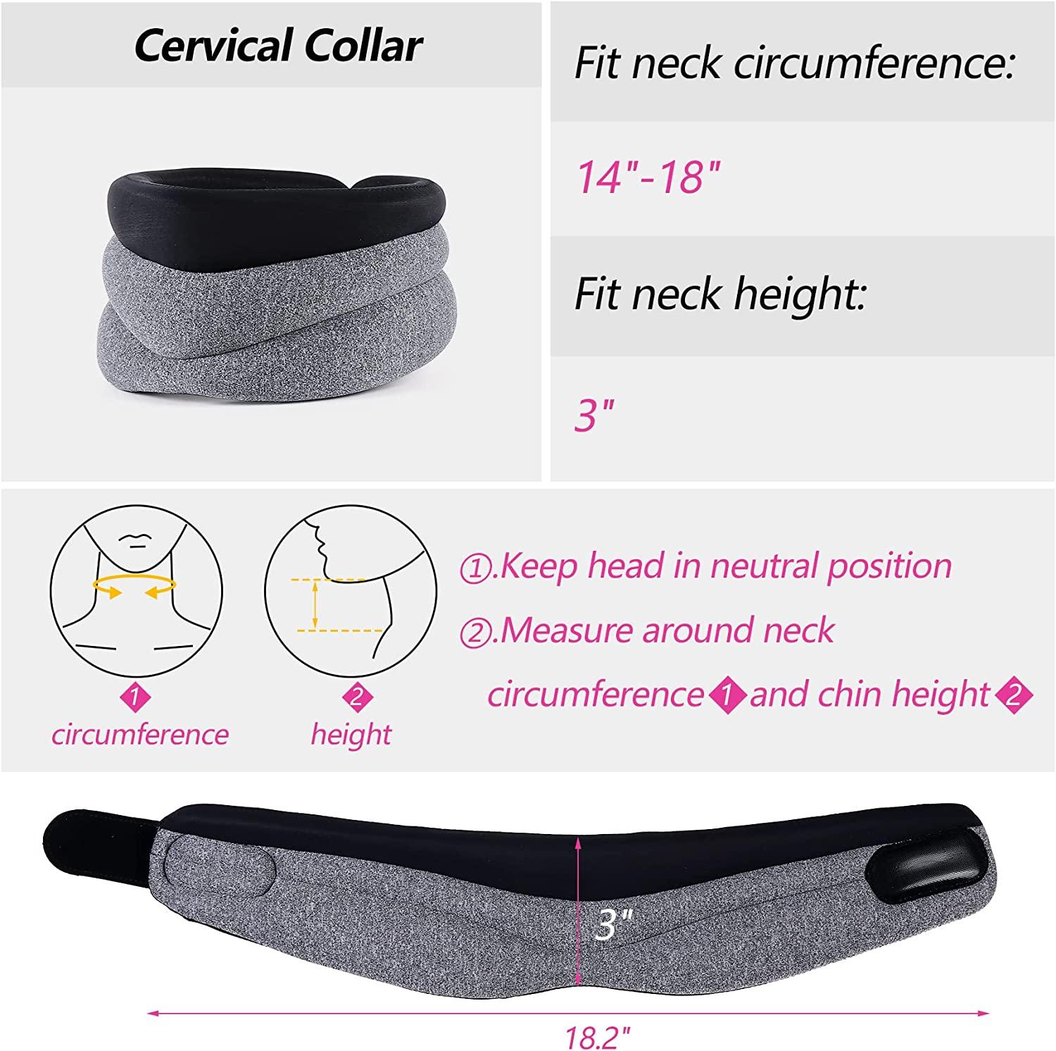 Neck Brace for Neck Pain and Support, Foam Cervical Collar for Sleeping, Vertebral Whiplash Wrap ...