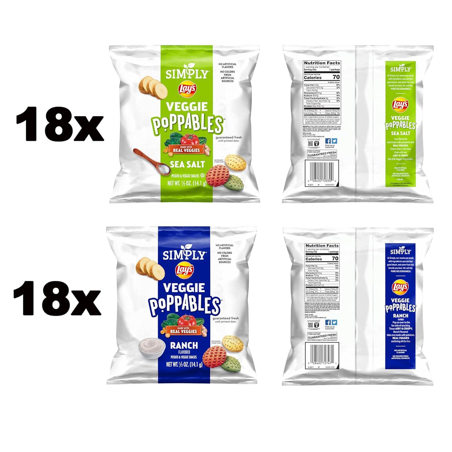 Buy Lay's Veggie Poppables Variety Pack - 36 Count | Crispy Healthy ...