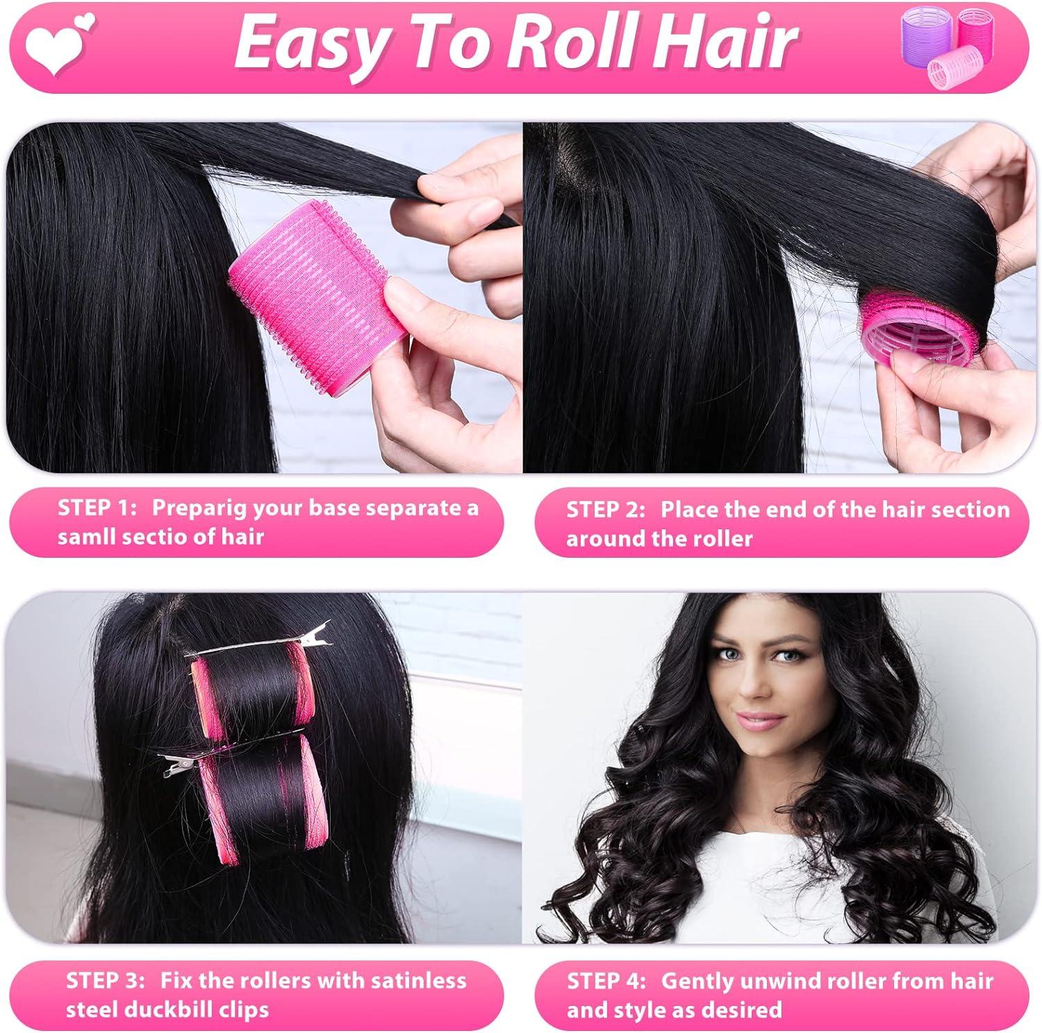 Thrilez Hair Roller Set - 29pcs Hair Rollers with Clips and Hair Comb ...