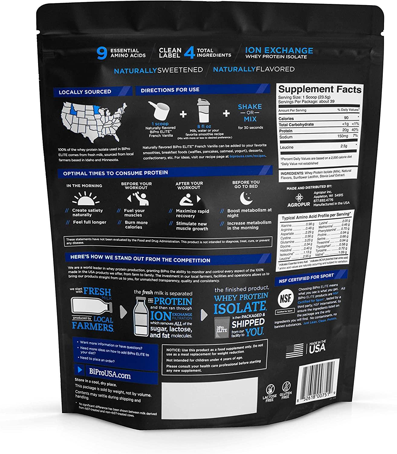 BiPro Elite French Vanilla Whey Protein Isolate 2lb - Sugar Free ...