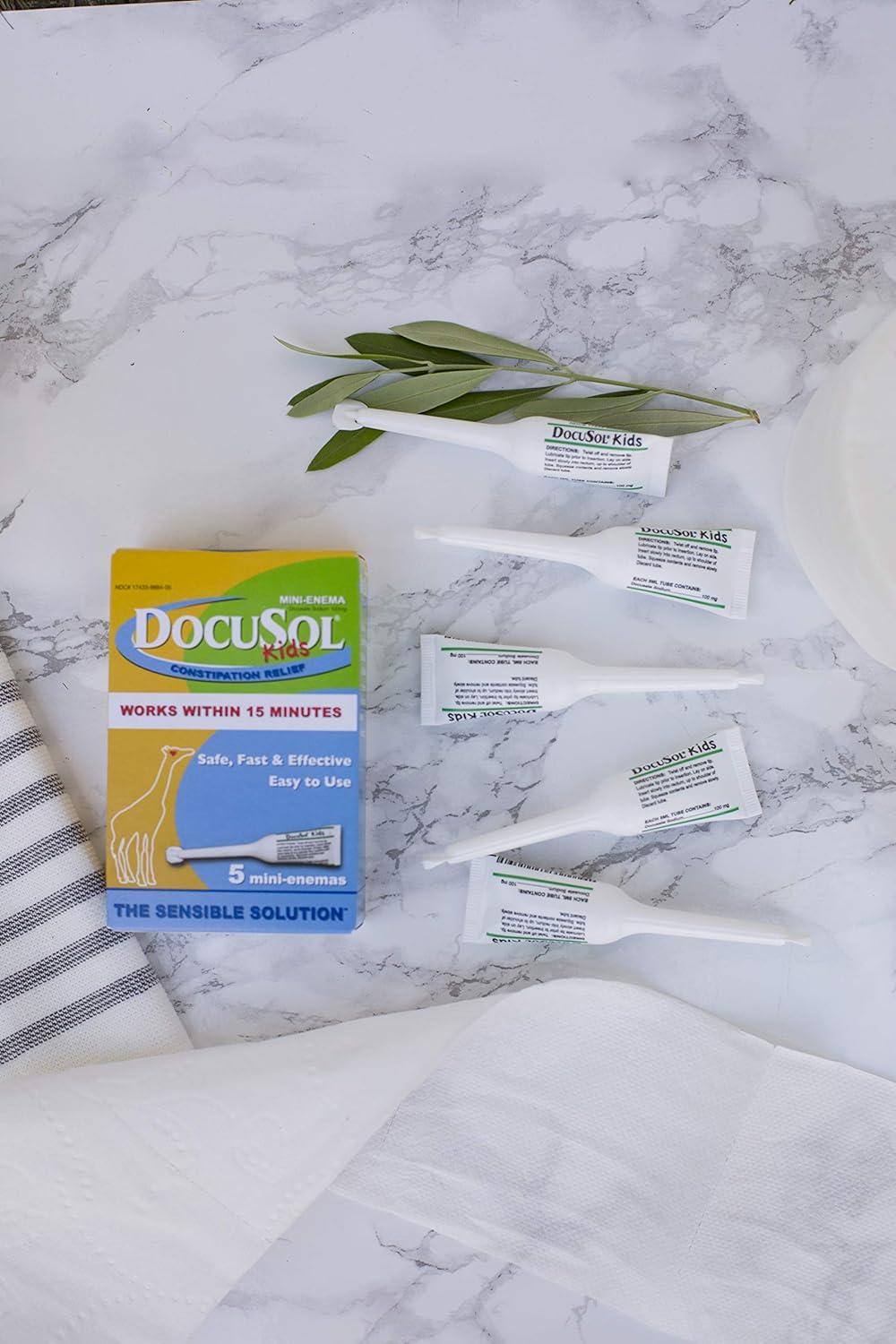 Docusol Kid's Mini Enema 100mg for Constipation Relief - 5 Count Pack ...