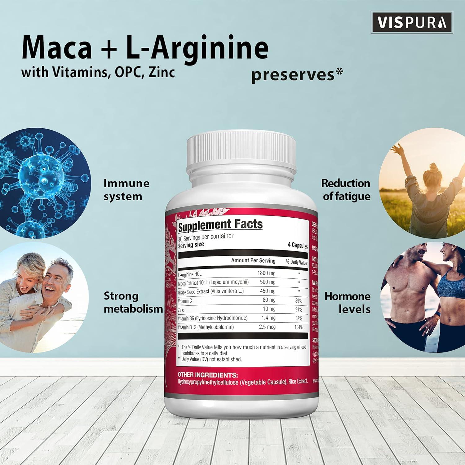 VISPURA Maca Root Capsules 5000 mg + L-Arginine | Energy Boosting ...