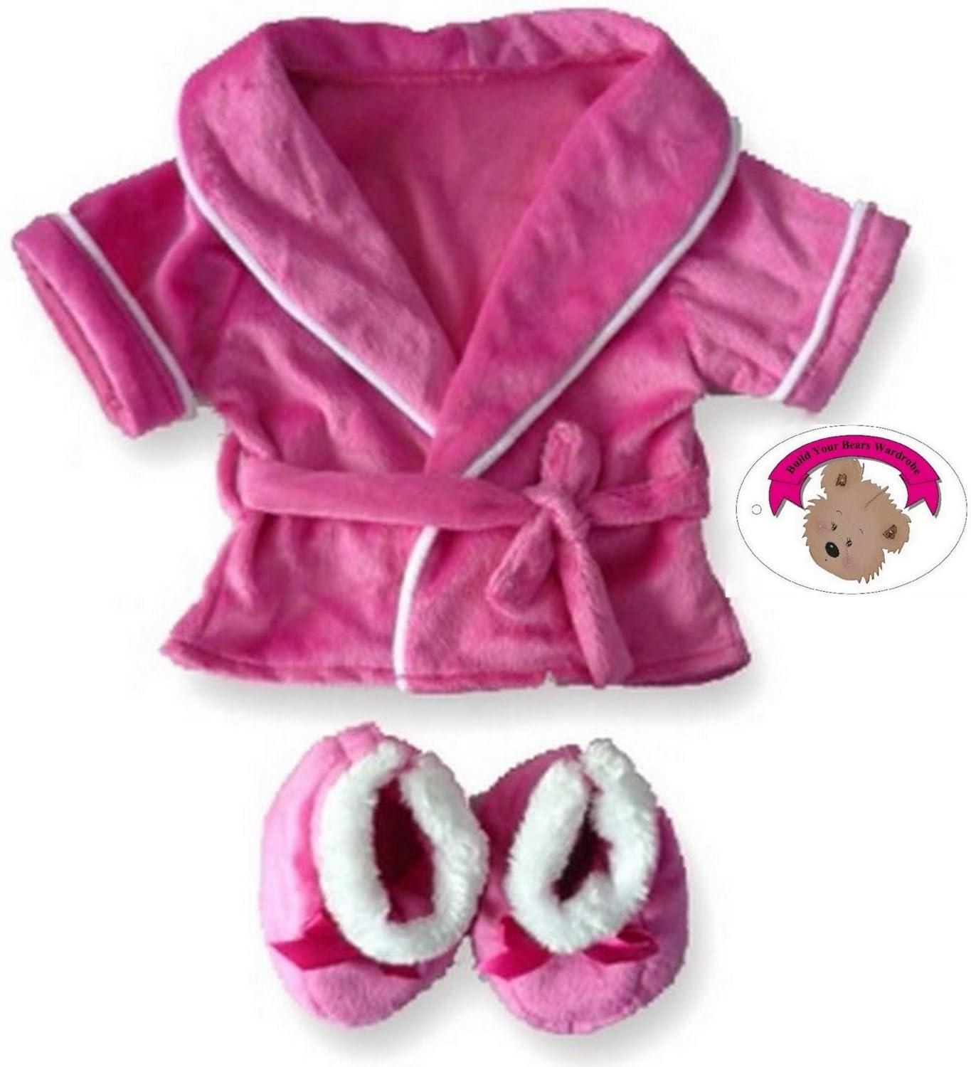 Build Your Bears Wardrobe Teddy Bear Robe with Slippers - Candy Pink ...