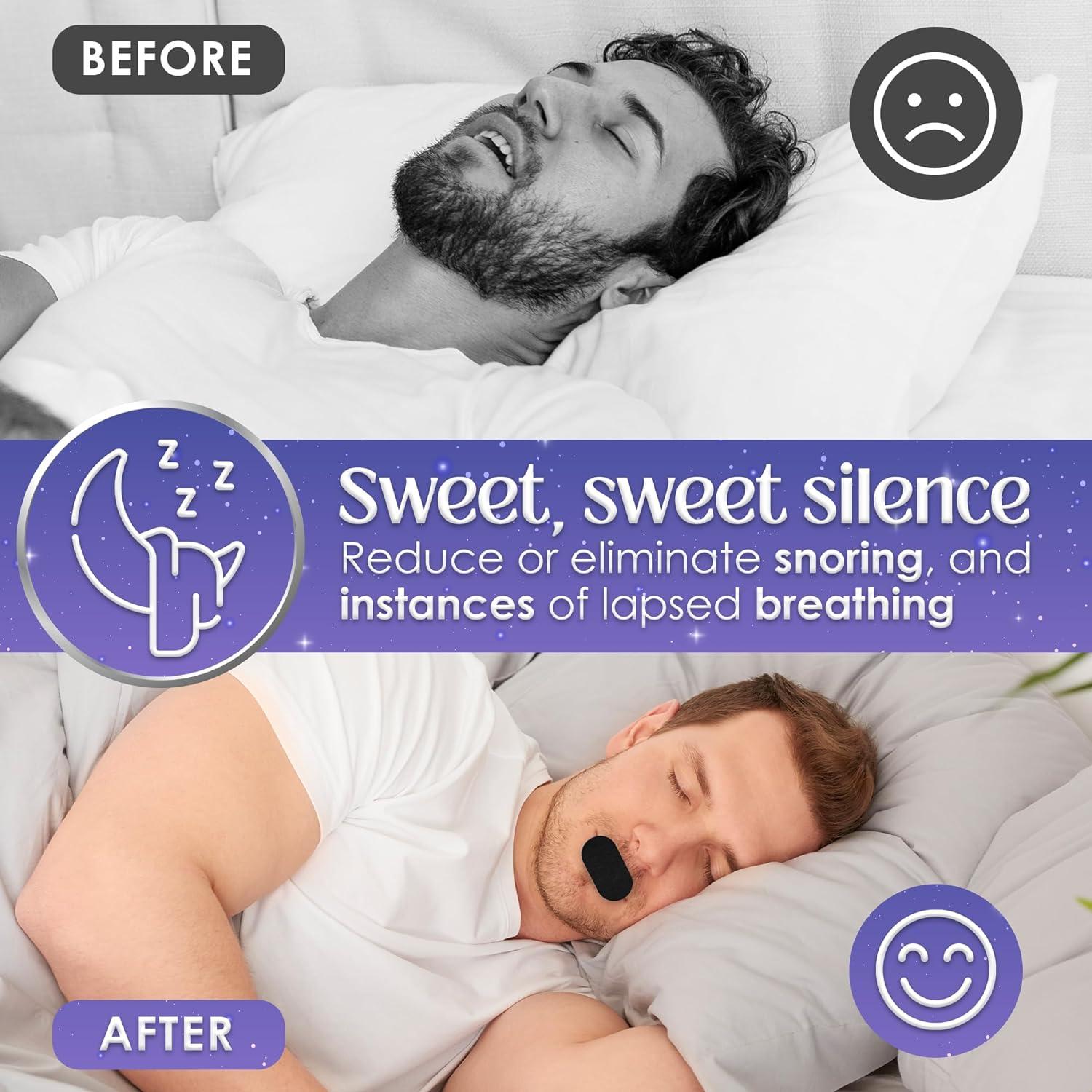 SleepSeal Mouth Tape for Sleeping - 60 Black Strips | Snoring Aid for ...