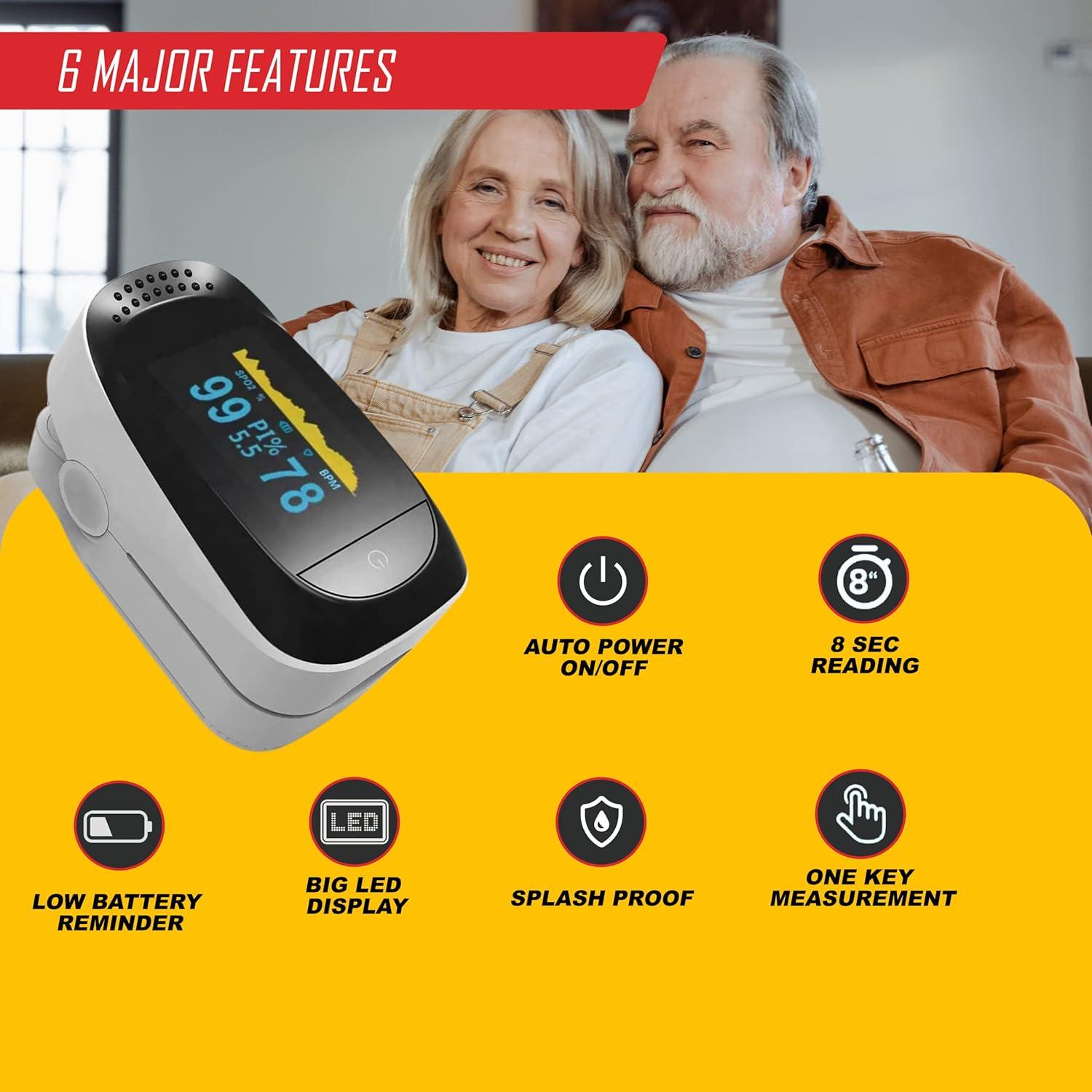 Pulse Oximeter Fingertip LED Display Blood Oxygen Monitor - Accurate ...