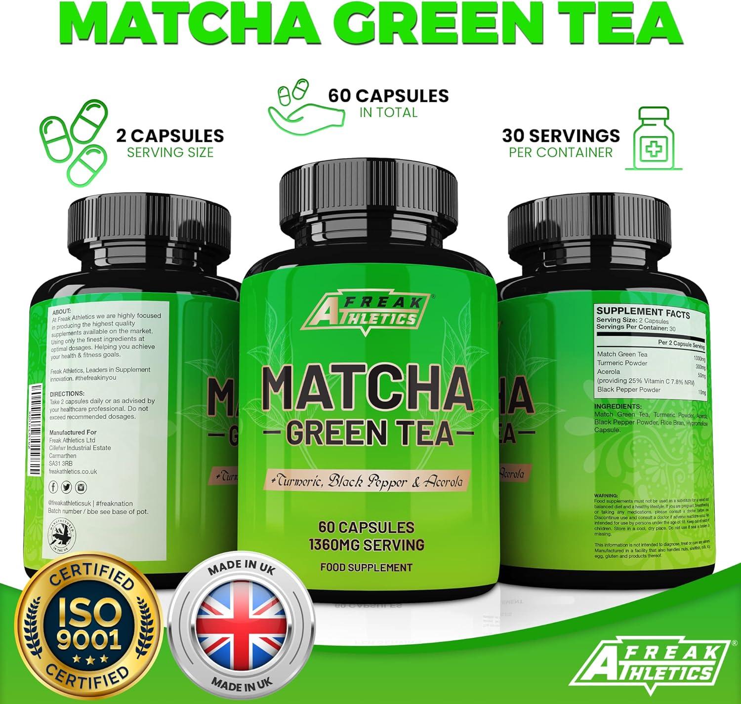 Matcha Green Tea Capsules with Turmeric, Acerola Cherry & Black Pepper ...