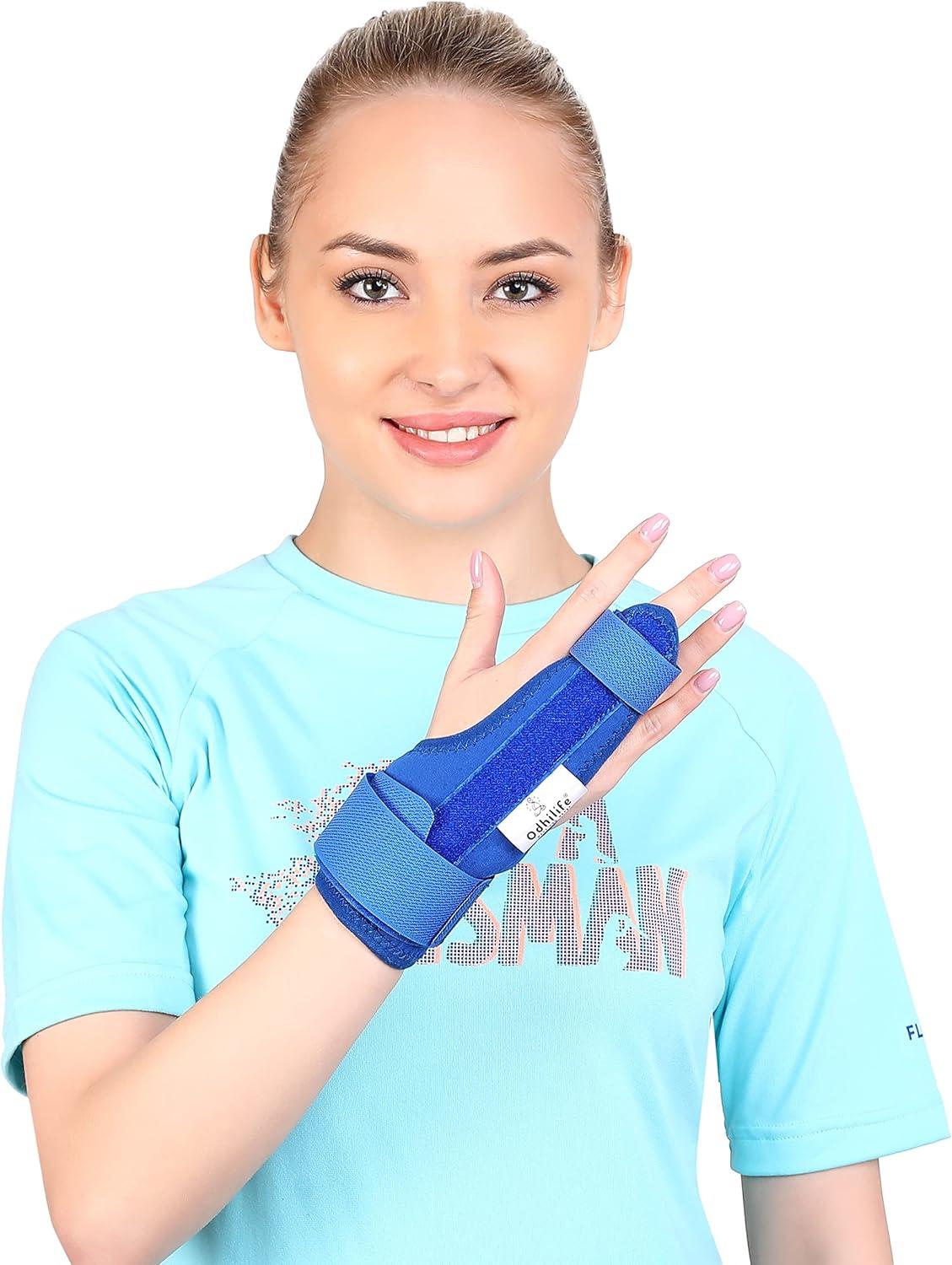Buy Lightweight Blue Wrist Binder Finger Splint & Stabilizer for Thumb ...