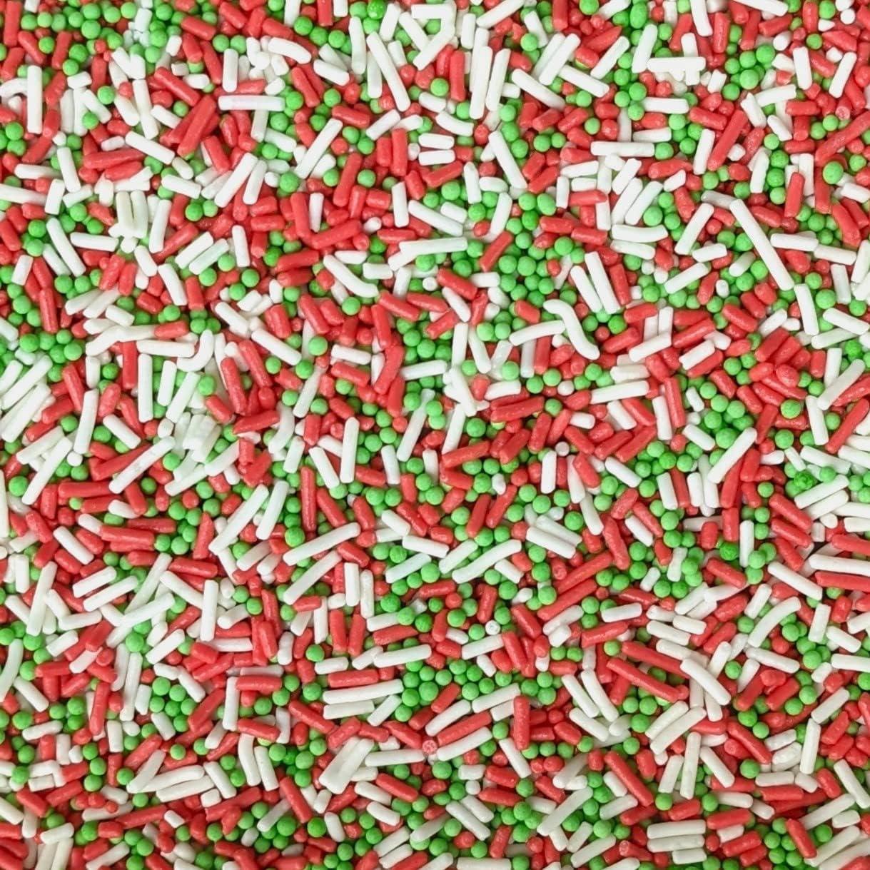 Christmas Mixed Sprinkles - 100g of Red White & Green Cake Sprinkles ...