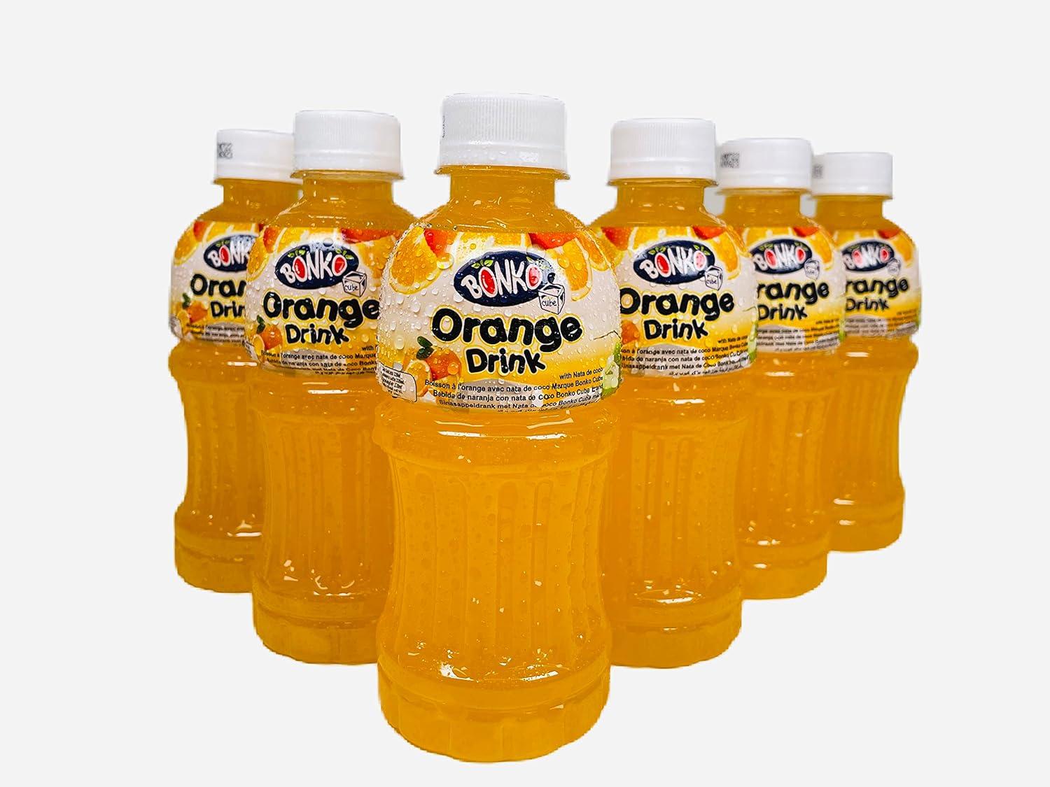 Bonko Just Drink Orange with NATA de Coco 320ml (6 Bottles) - Delicious and Refreshing Beverage ...