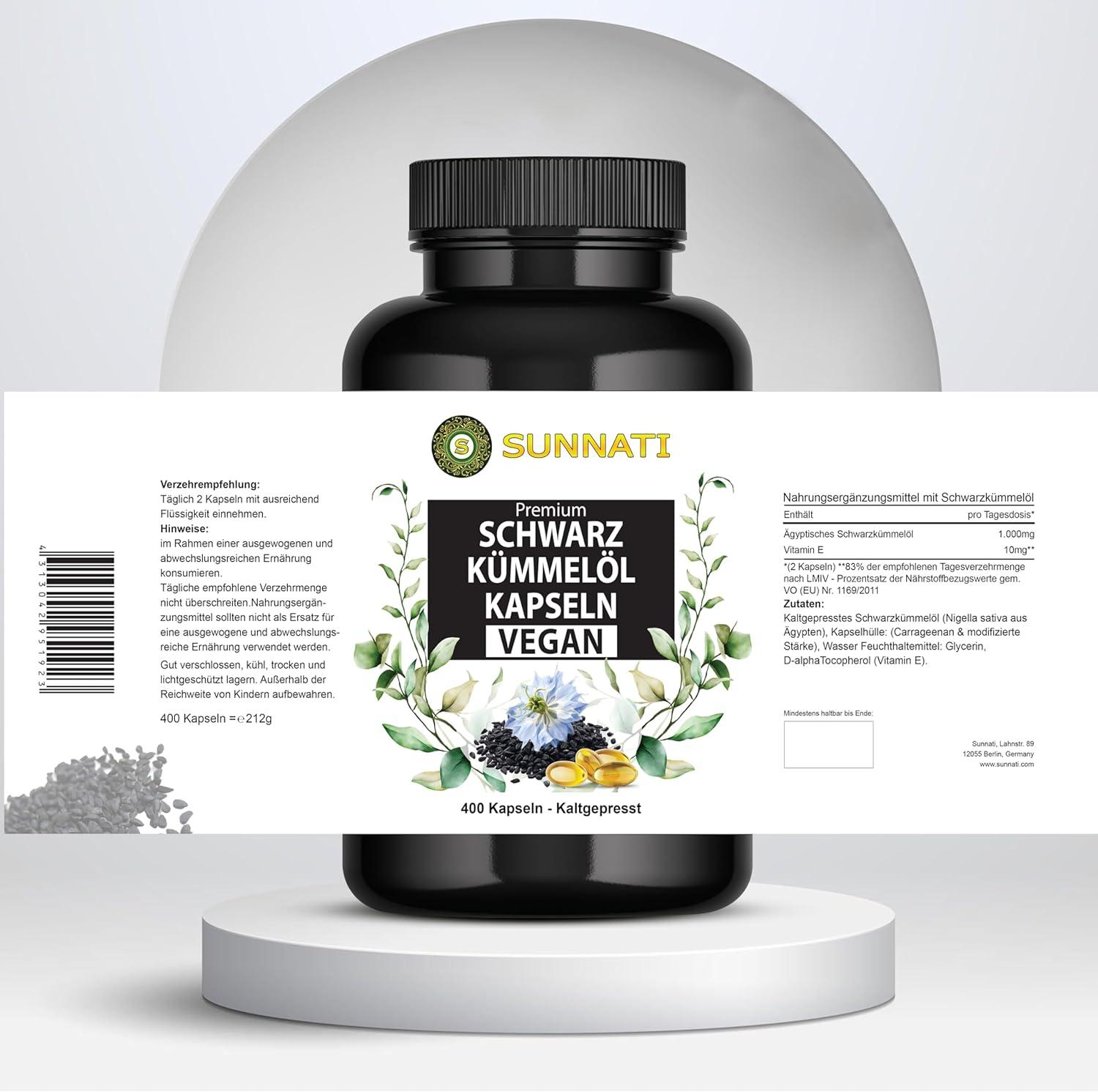 Buy Black Cumin Oil Capsules - 400 Vegan 1000 mg - High-Dose Cold ...