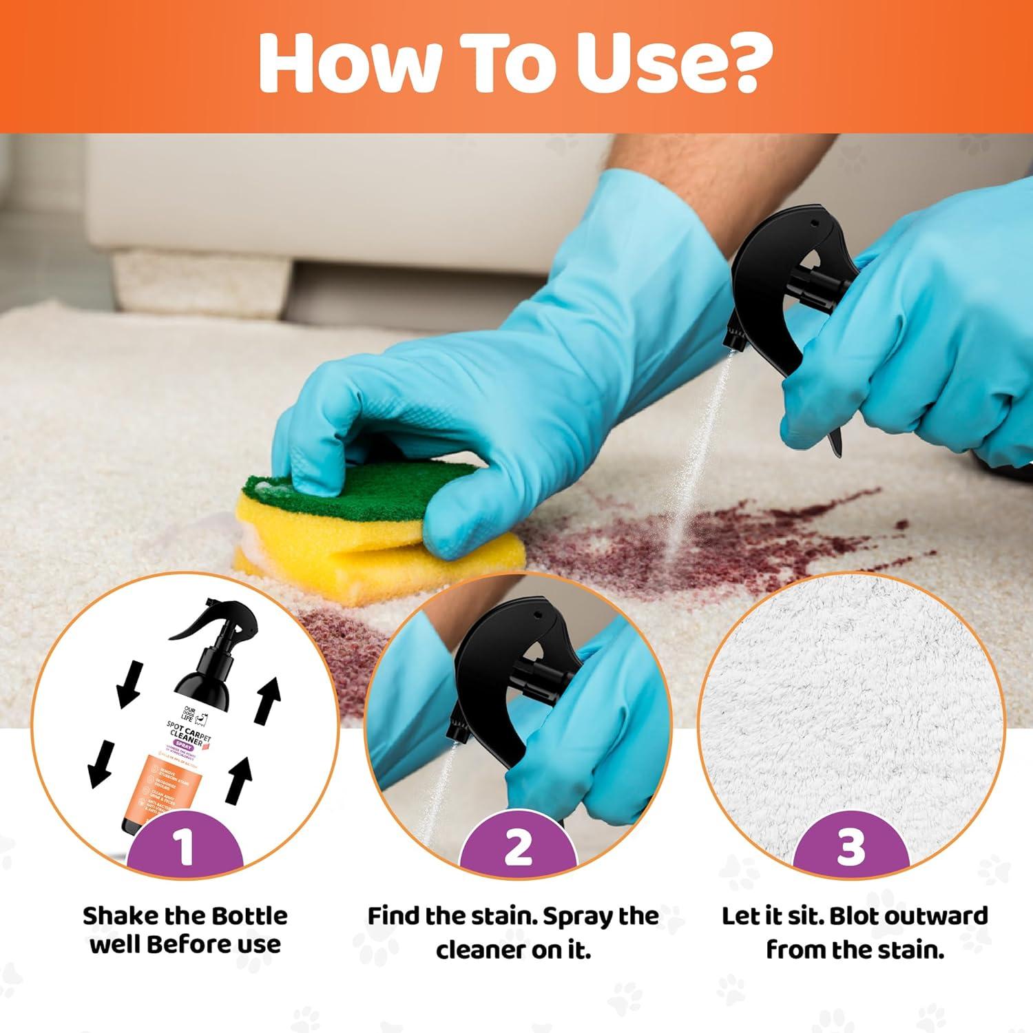 Carpet Cleaner Spray - Stain Remover & Deodorizer | Pro-Bacteria Power ...