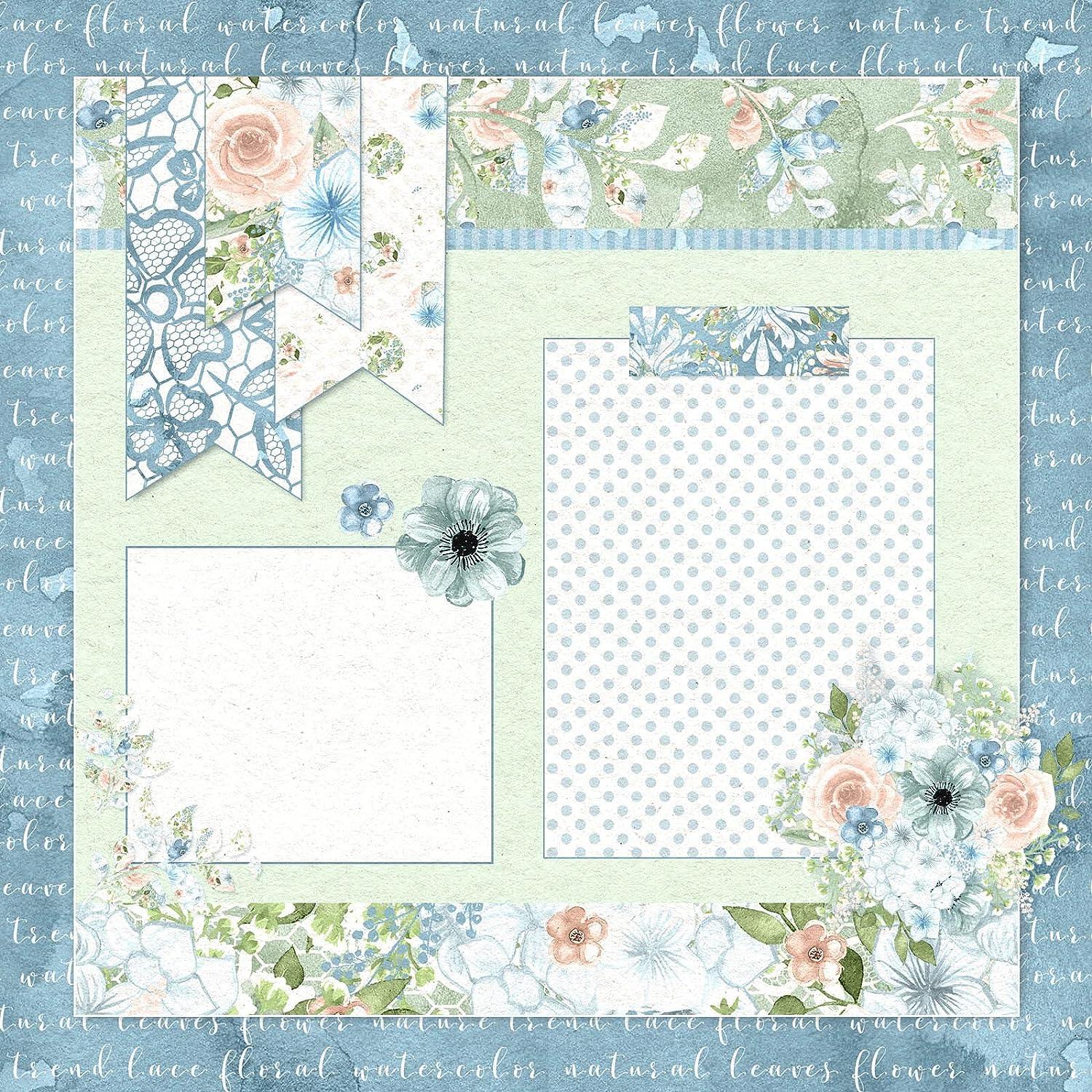 Whaline 24Pcs Blue Floral Pattern Paper 30x30cm - Double-Sided ...