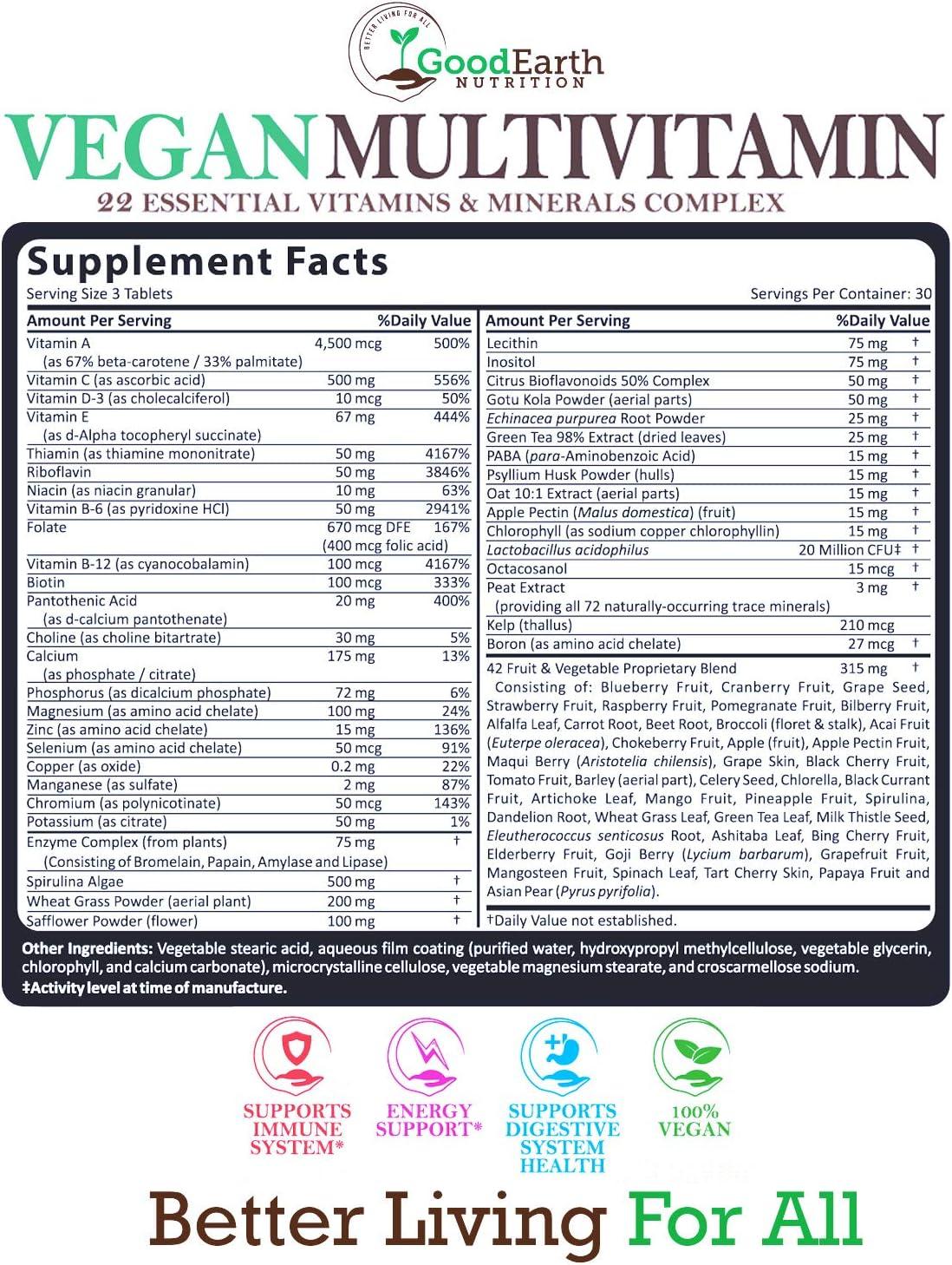 Vegan Multivitamins for Men & Women - Complete Daily Supplement with ...
