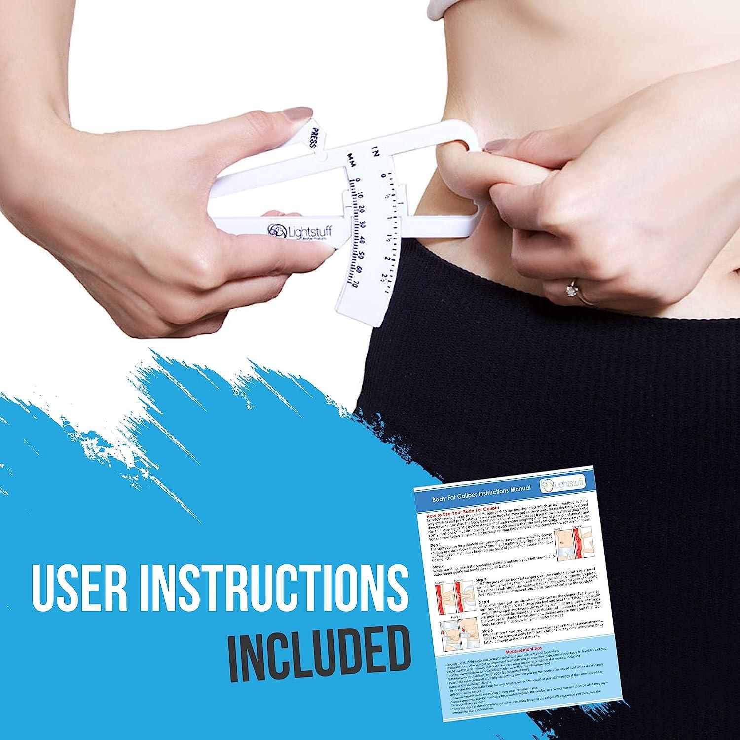 Lightstuff Body Fat Caliper - Skinfold Tool for Home Fat Percentage ...