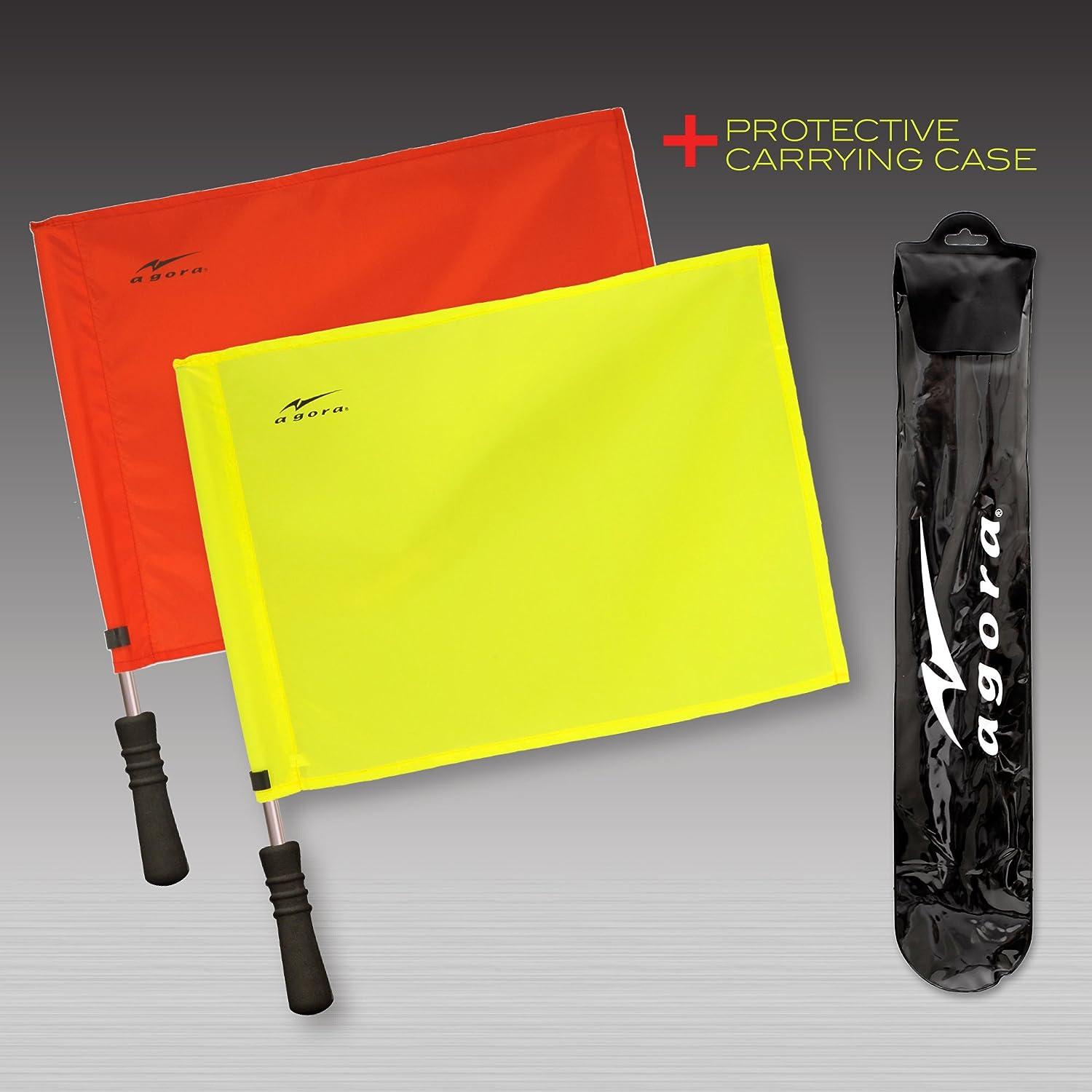 AGORA Pro Line Premium Soccer Referee Flags with Case - Red/Yellow ...