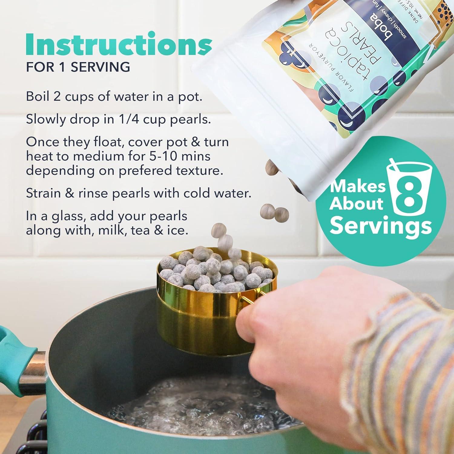 Chewy Tapioca Pearls for Bubble Tea - Easy-to-Cook Instant Boba 10.5 oz ...